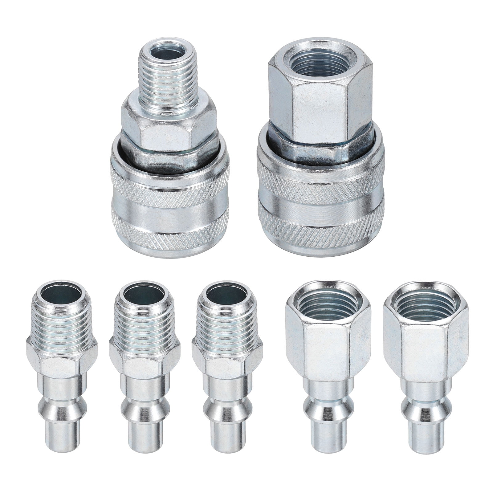 Uxcell 7pcs 1/4" NPT Air Coupler & Air Plug Kit A Style Female Coupler ...