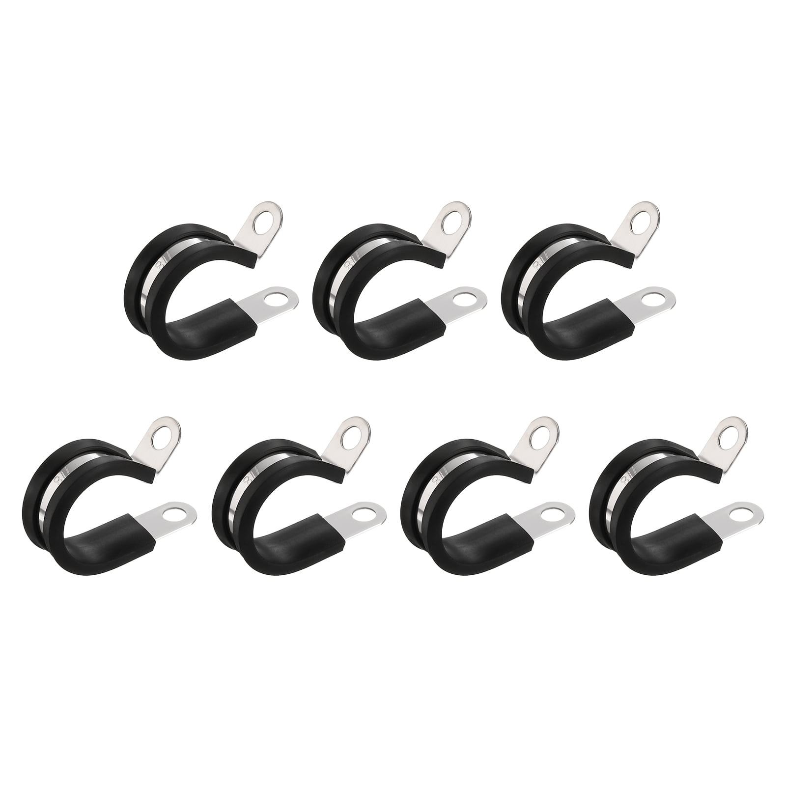 Uxcell 7pcs Stainless Steel Cable Clamps 7/8 Inch Rubber Cushioned ...