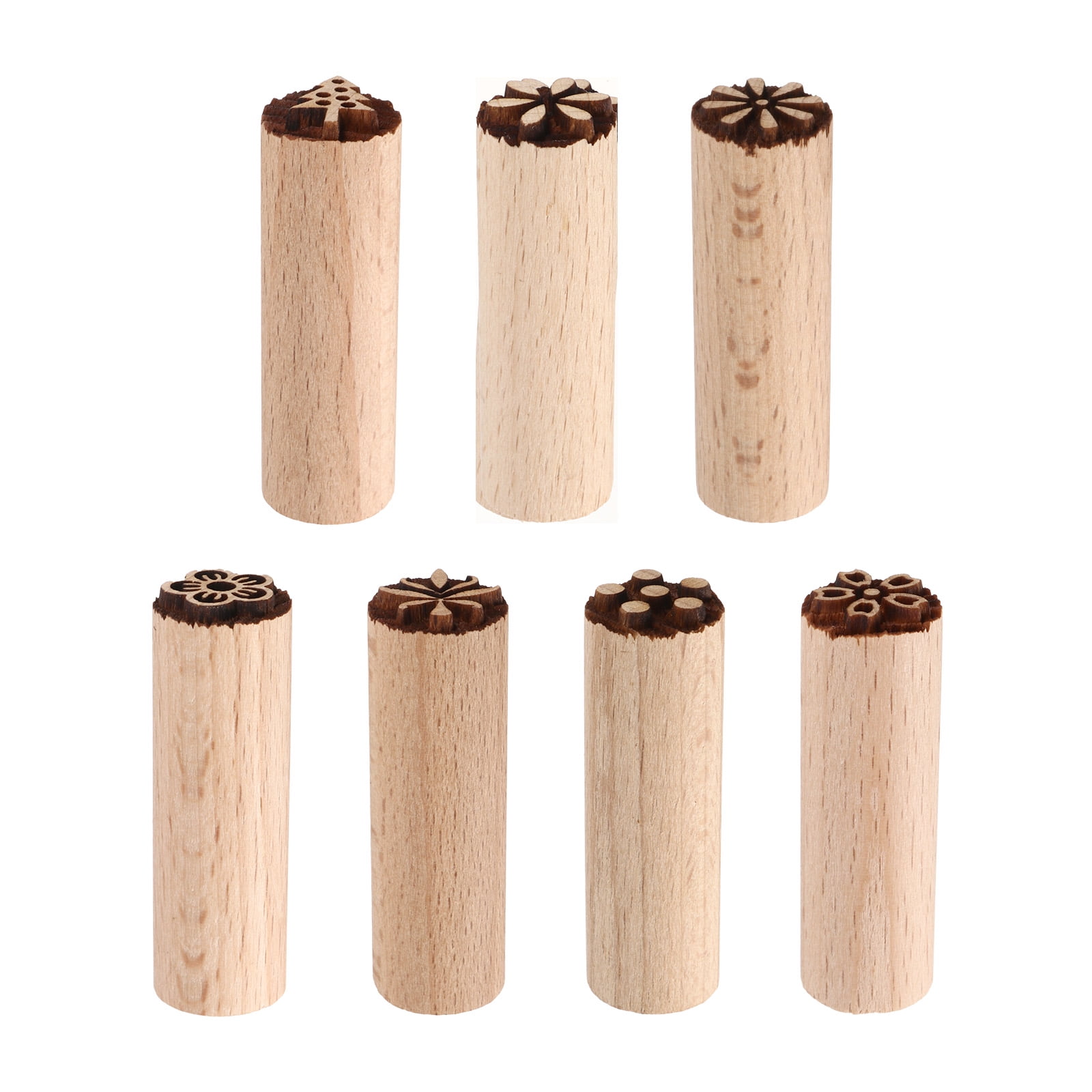 Uxcell 7pcs Wood Pottery Tools Stamps 0.6" Dia Wooden Natural Clay ...