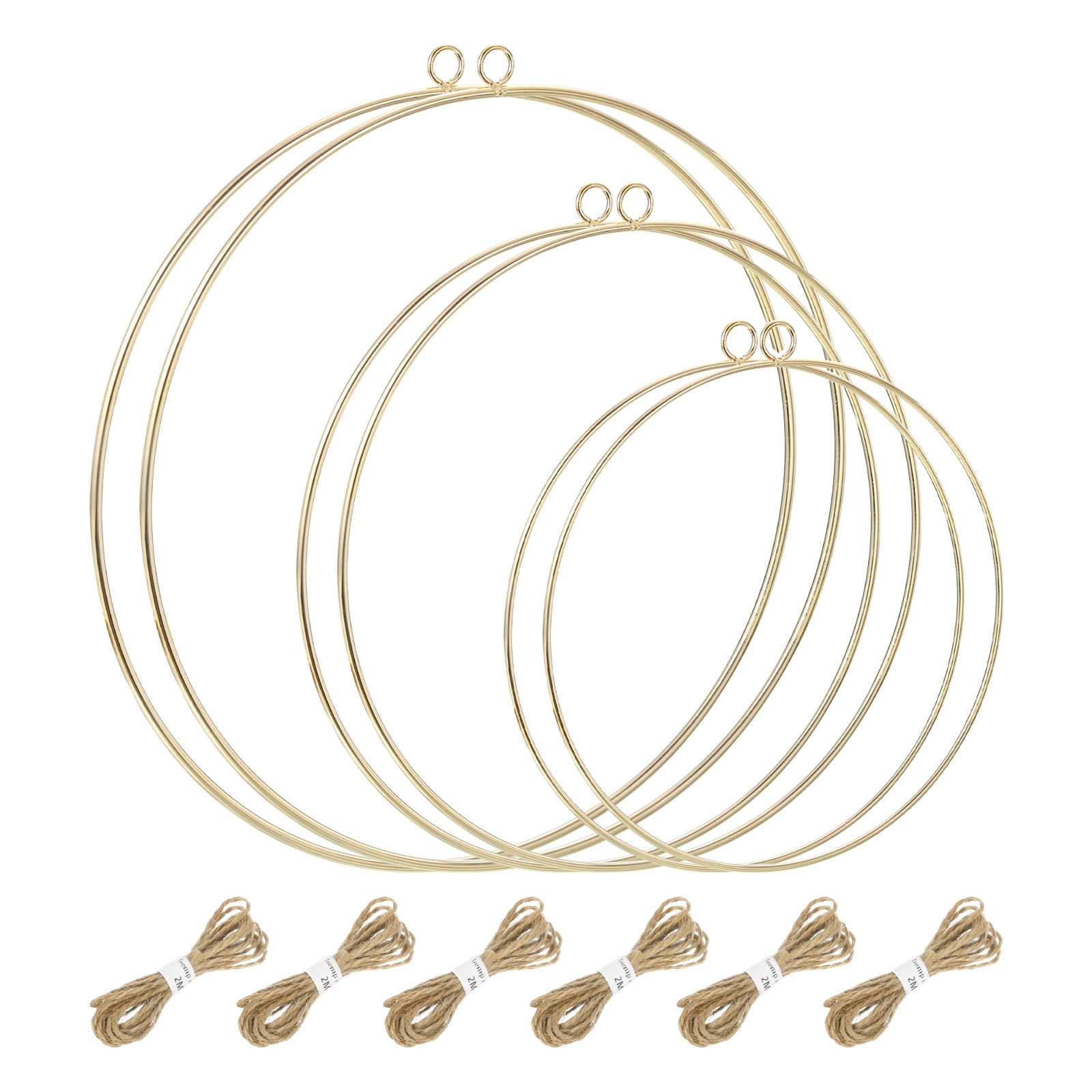 Uxcell 8/10/12 Inch Metal Floral Hoop Wreath Macrame Rings with Ropes ...