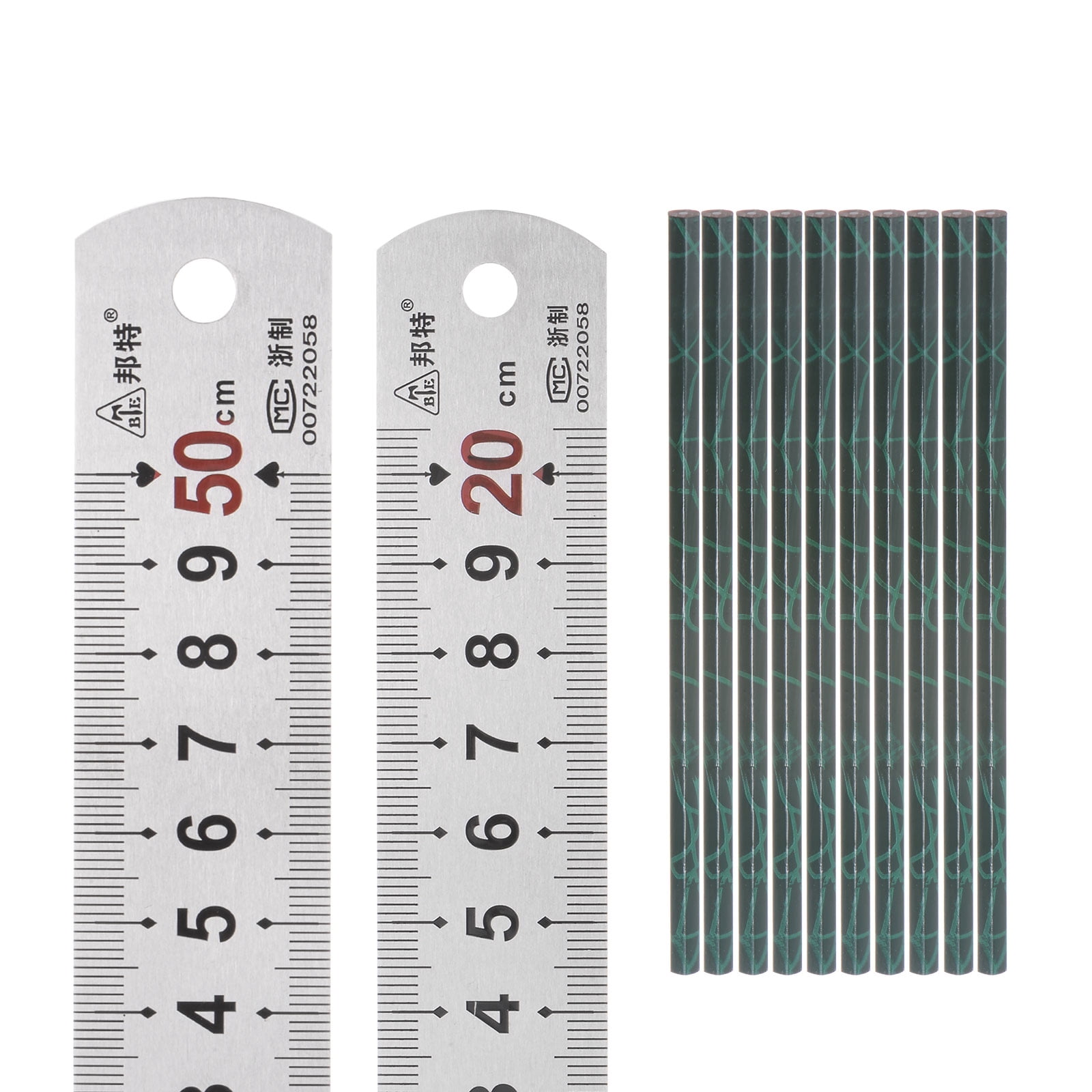 Uxcell 8"(20cm) 20"(50cm) Stainless Steel Ruler Straight Edge Metric ...