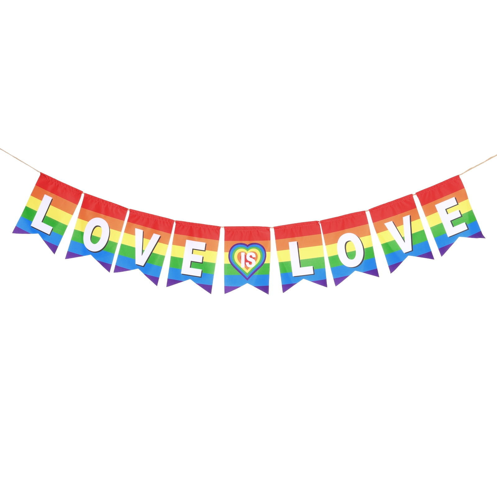 Uxcell 8.2Ft Cloth LOVE IS LOVE Rainbow Heart Banner, Multiple Colored ...