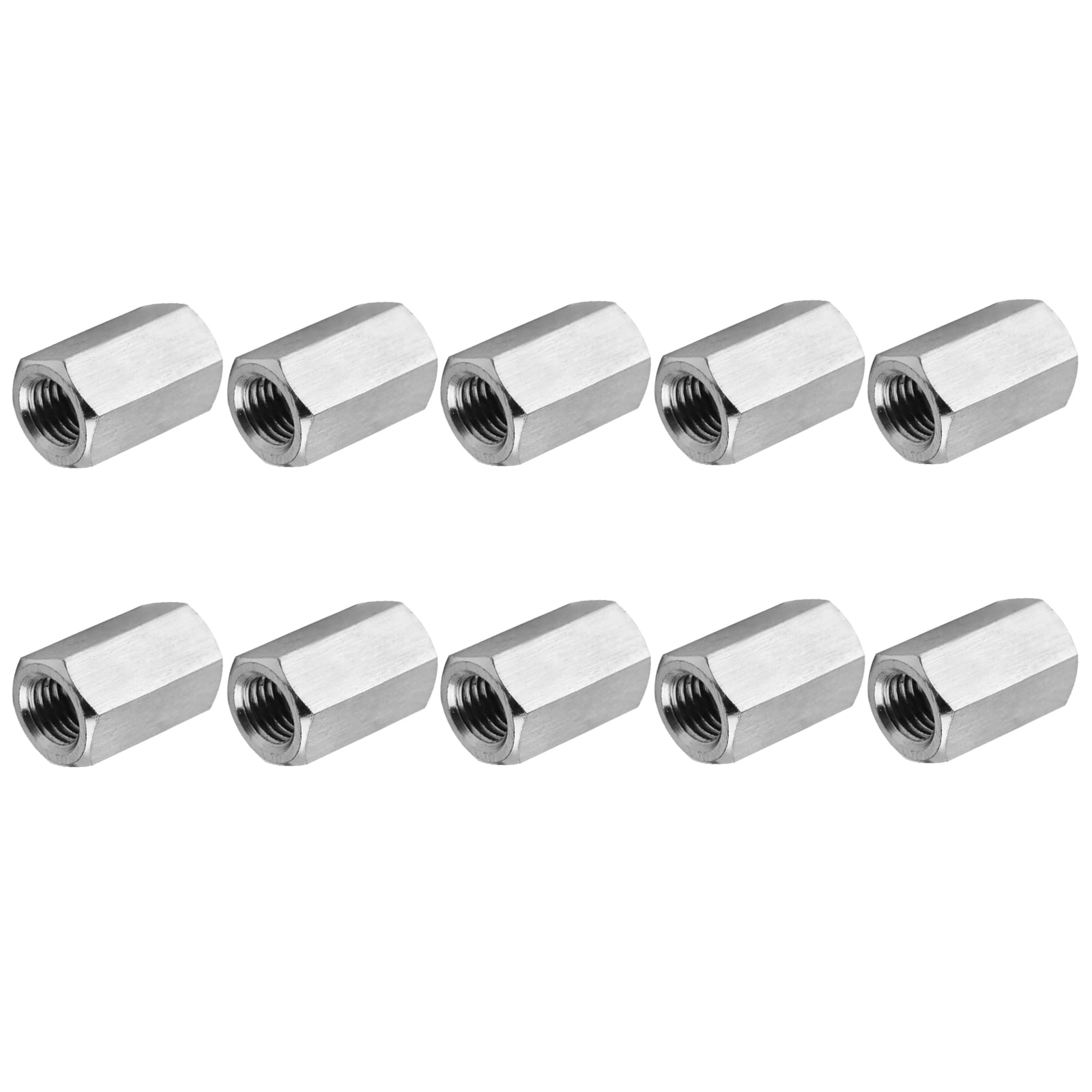 Uxcell 8#-32 UNC 304 Stainless Steel Hex Coupling Nuts, 10 Pcs 10mm / 0.39" Length Fully ...