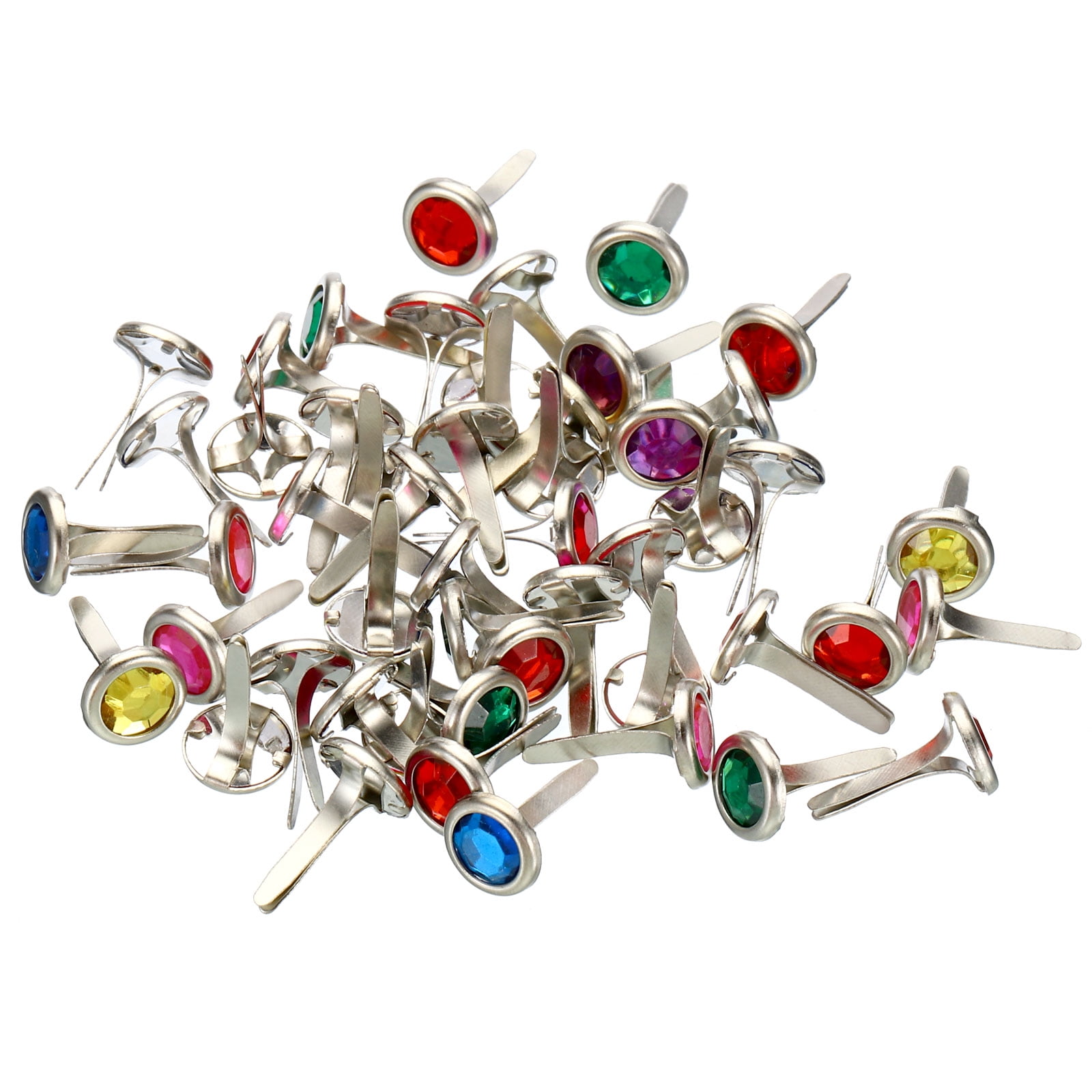 Uxcell 8.5 x 14 mm Brads for Paper Crafts, 50 Pcs Metal Rhinestone ...
