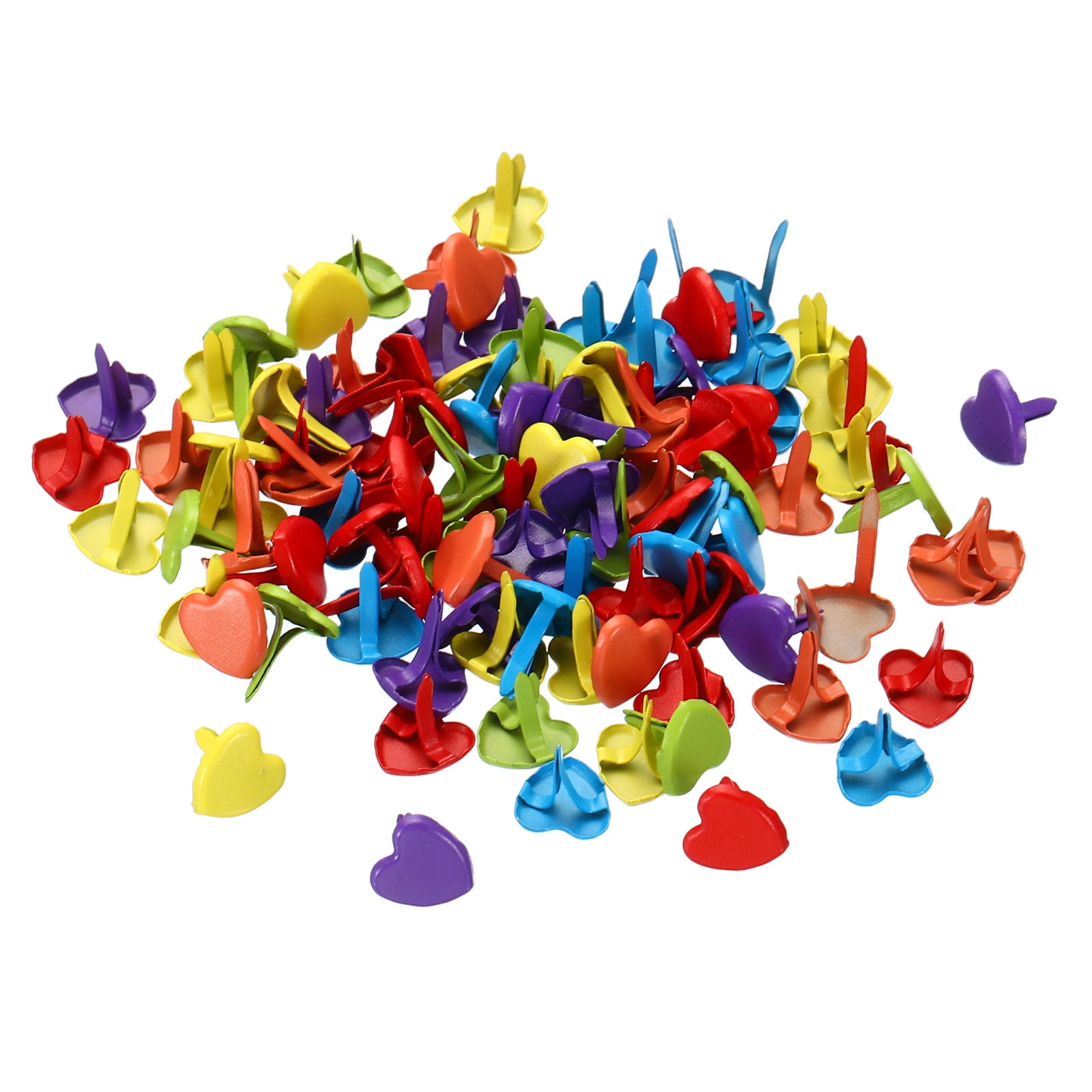 Uxcell 8.5 x 9 mm Brads for Paper Crafts, 100 Pcs Small Heart Metal ...