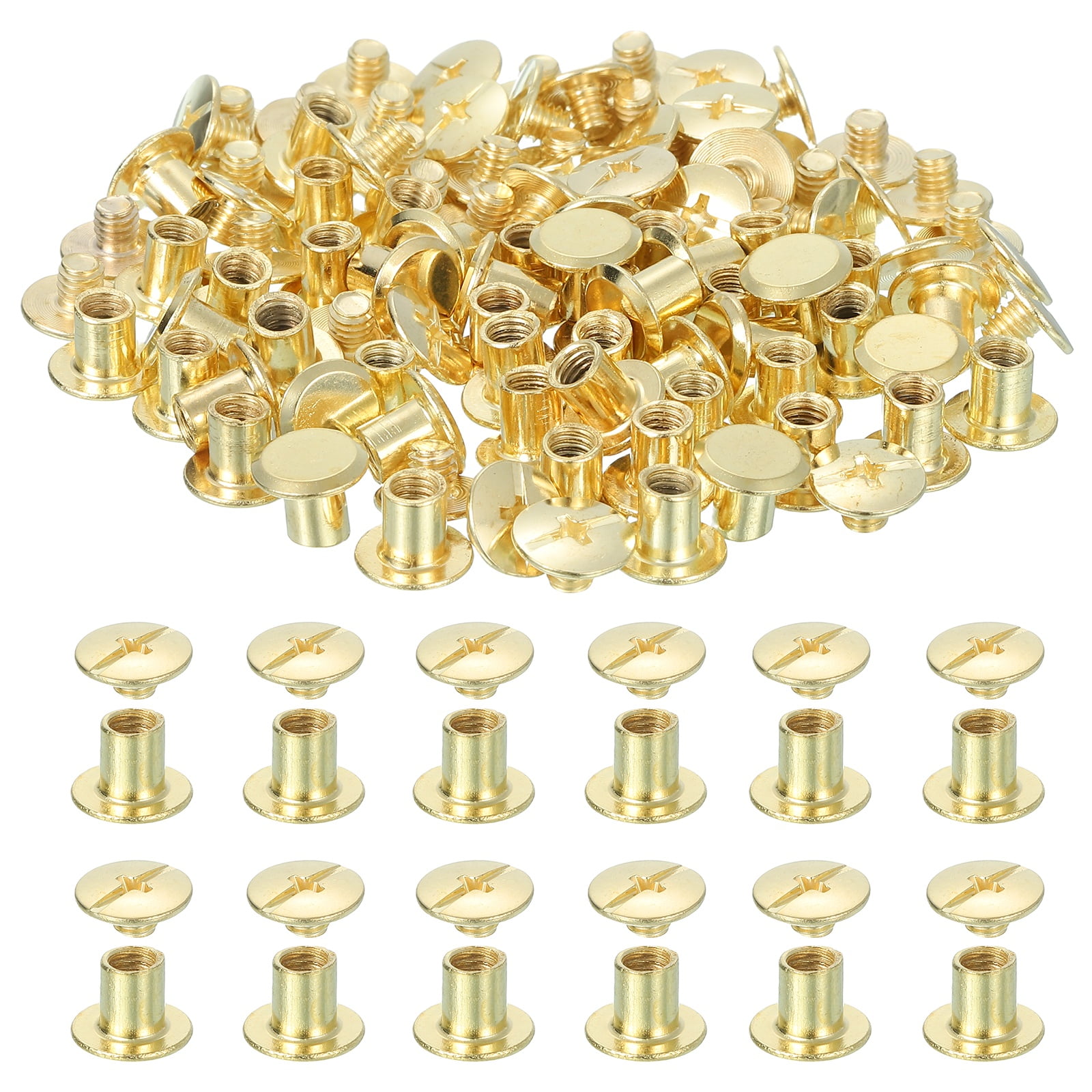 Uxcell 8.5mm Chicago Screws Leather Rivets, 60 Set Leather Rivets Nail ...