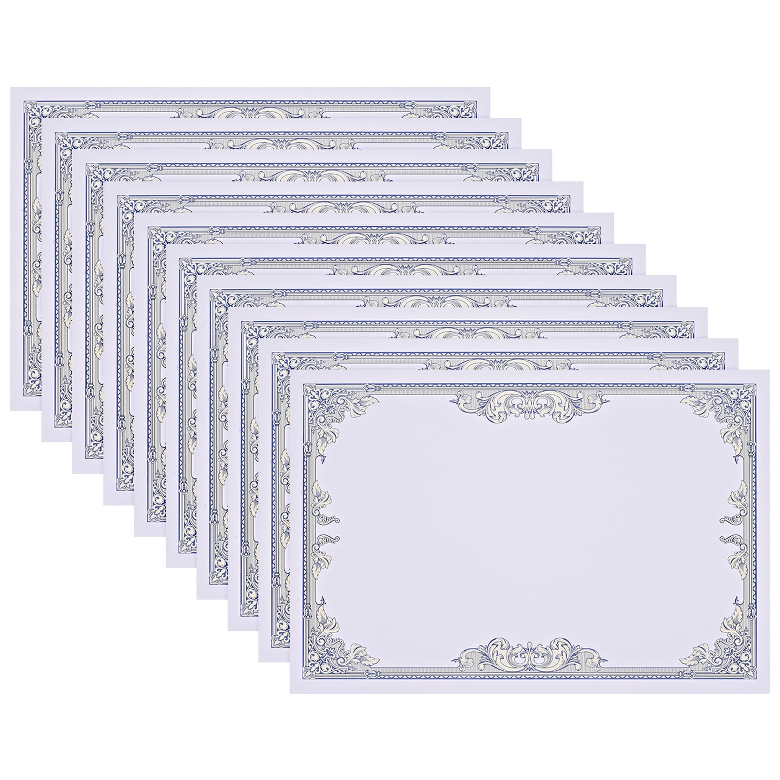 Uxcell 8.5x11 10 Sheets Award Certificate Paper, White Paper with Blue ...