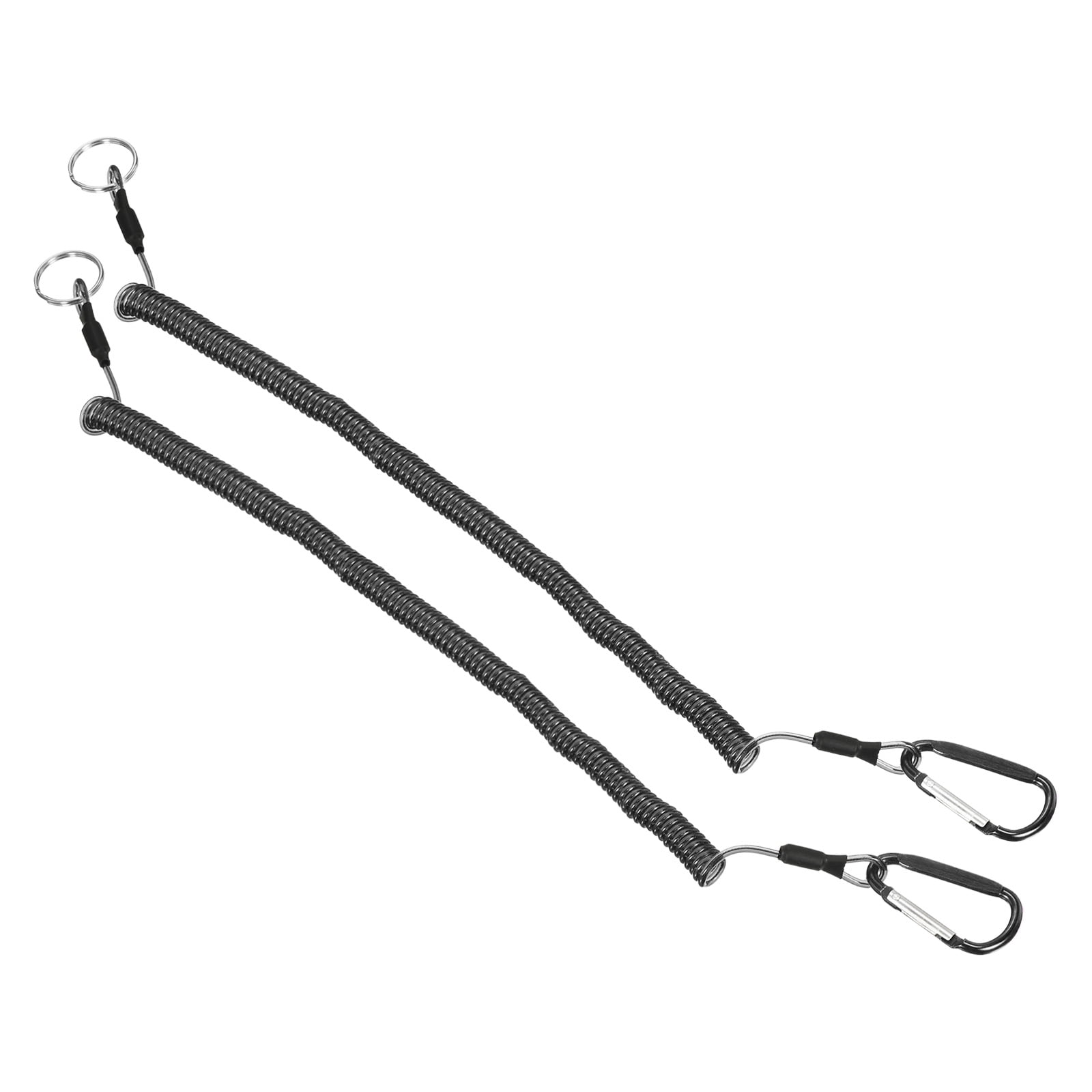 Uxcell 8.9ft Fishing Lanyard Coiled Ropes Retractable with Metal Clip ...