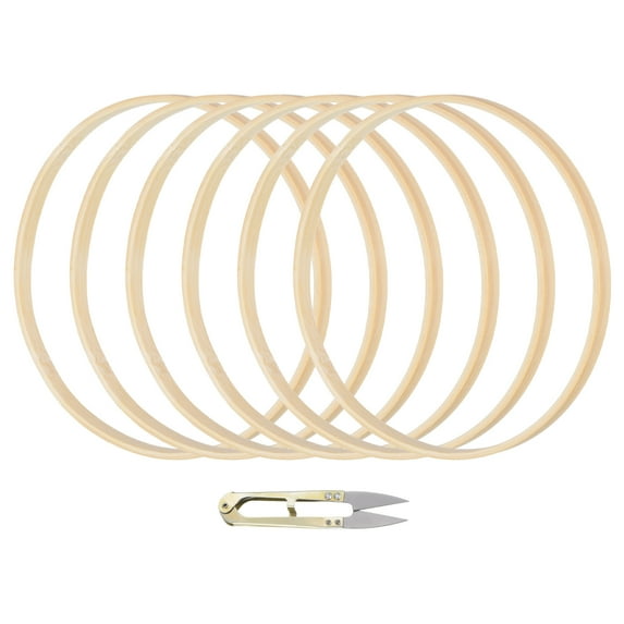 Uxcell 8 Inch Bamboo Macrame Floral Hoop Craft Rings with 1 Scissor for ...