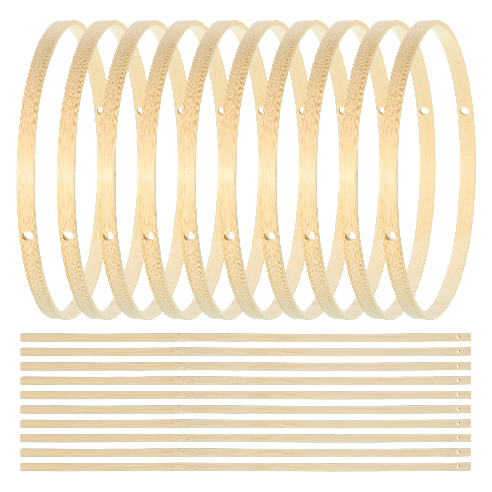 Uxcell 8 Inch Bamboo Macrame Floral Hoop Craft Rings with 12" Sticks ...