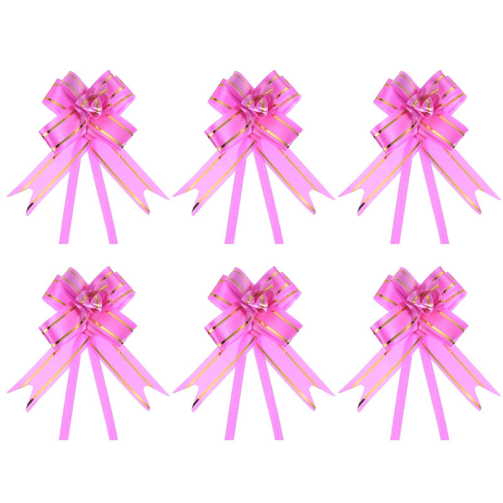 Uxcell 8 Inch Pull Bows Ribbon Gift Wrapping String Gold Thread Style ...