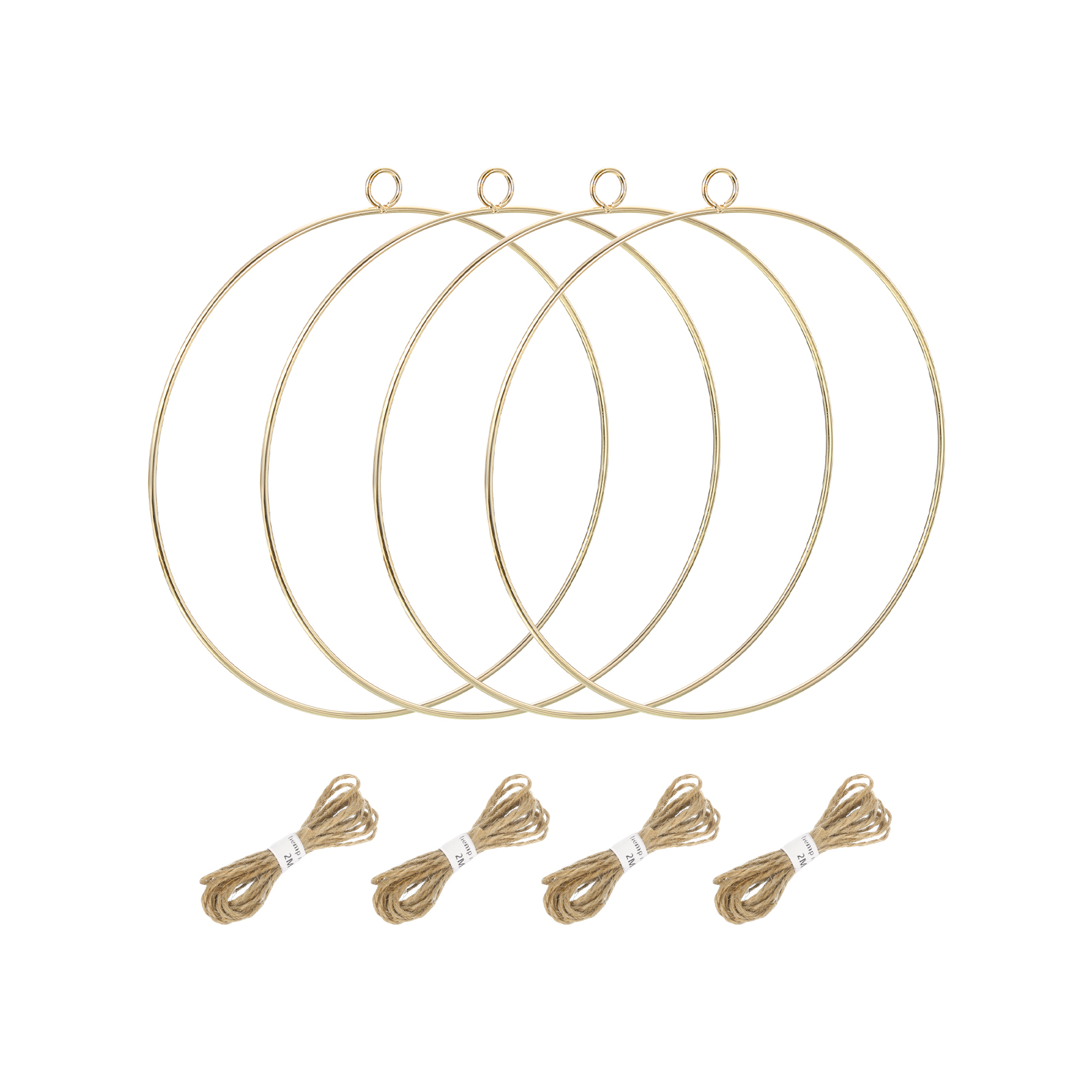 Uxcell 8 Inch Round Metal Floral Hoop Wreath Macrame Rings with Ropes ...