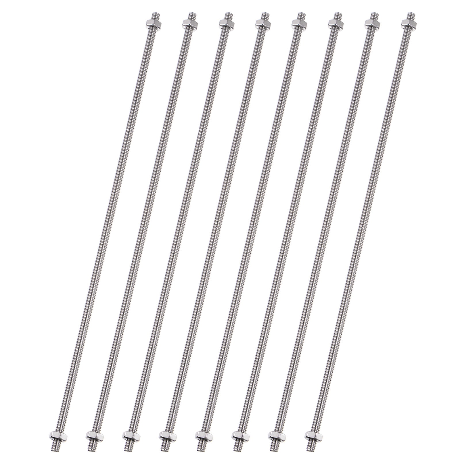 Uxcell 8 PCS 8/32 Inch M4 Threaded Rods Studs with Hex Nuts, 300mm ...