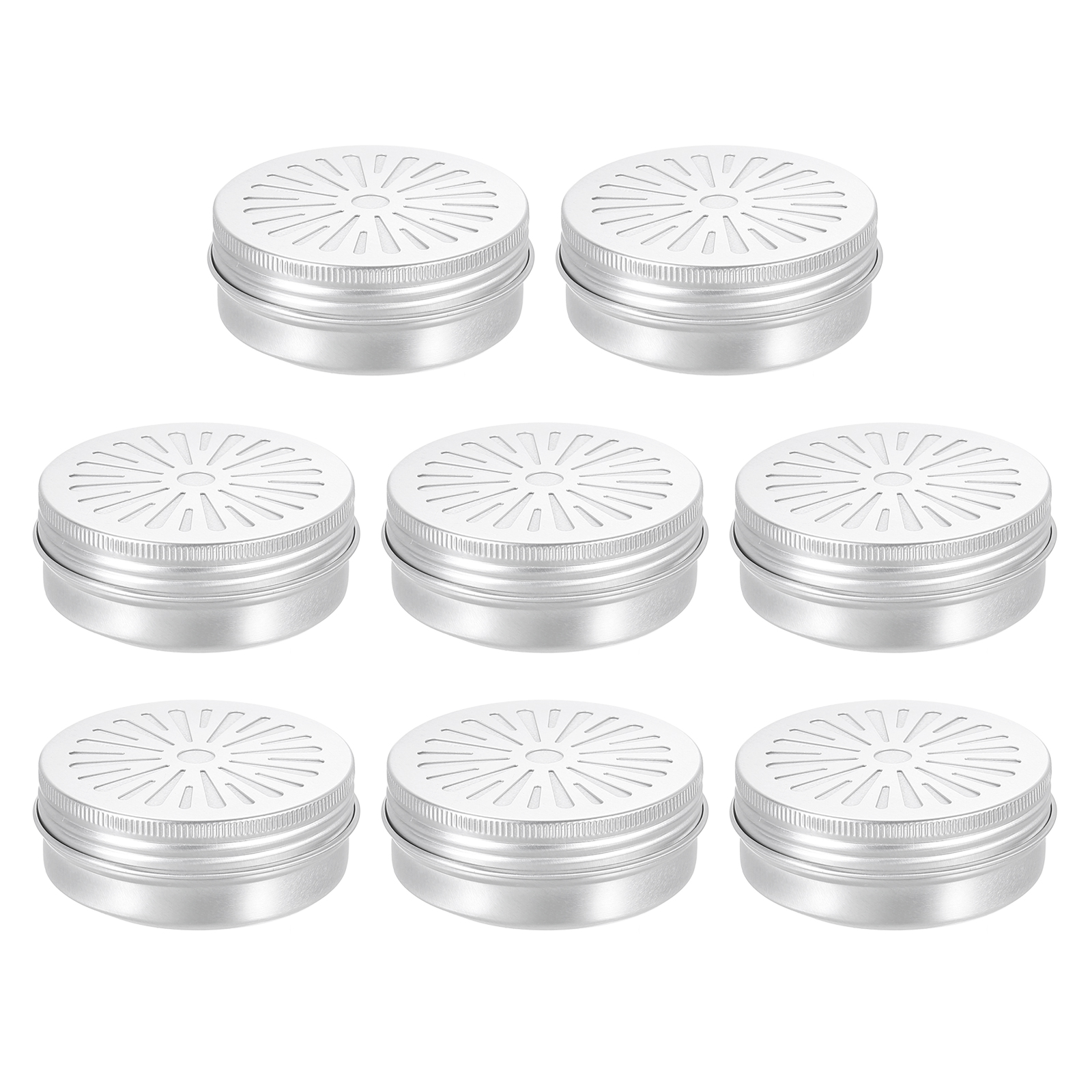Uxcell 8 PCS Hollow Aluminium Tins 2oz/60ml Round Metal Container Jars ...
