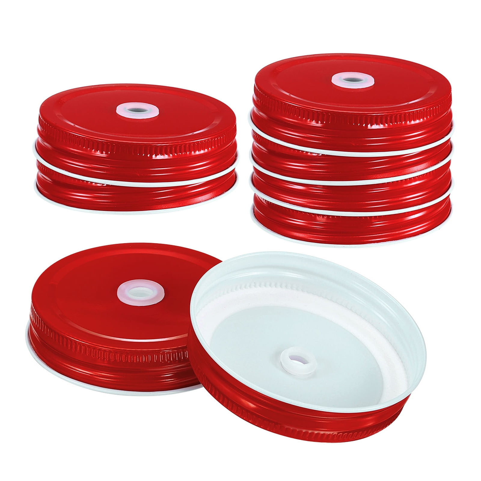 Uxcell 8 Pack 70mm Tinplate Mason Jar Lids Regular Mouth with Straw ...