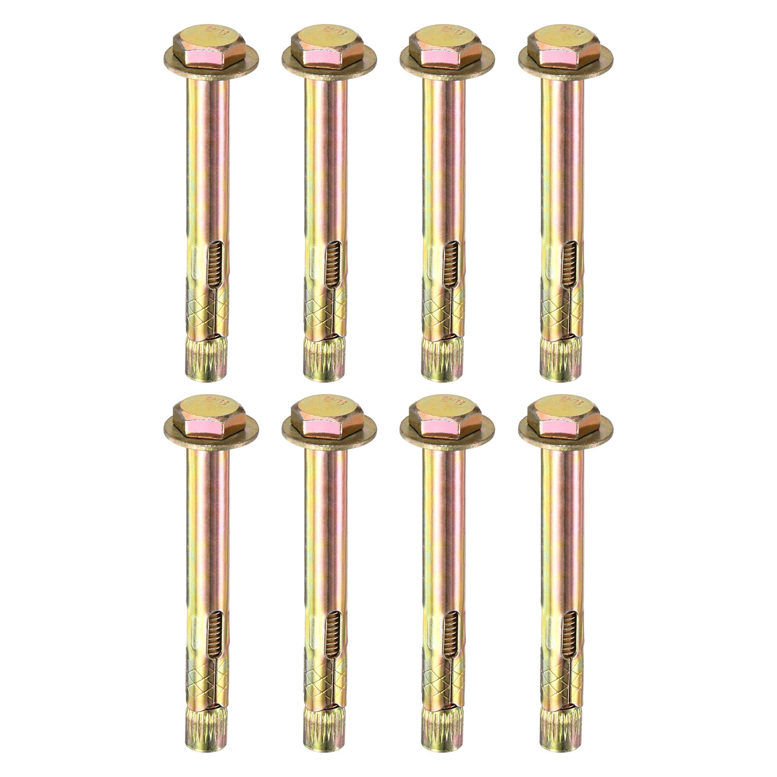 Uxcell 8-Pack M10 x 100mm Colored Galvanized Iron-Carbon Steel External ...