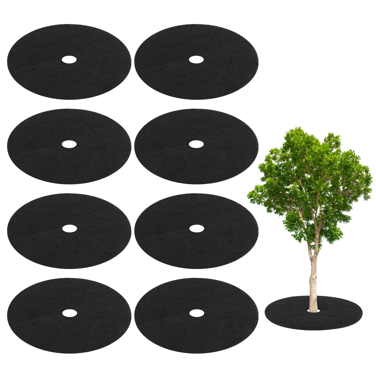 Uxcell 8 Pack Non Woven Tree Cover Rings,16.5 Inch Weed Fabric Cover ...