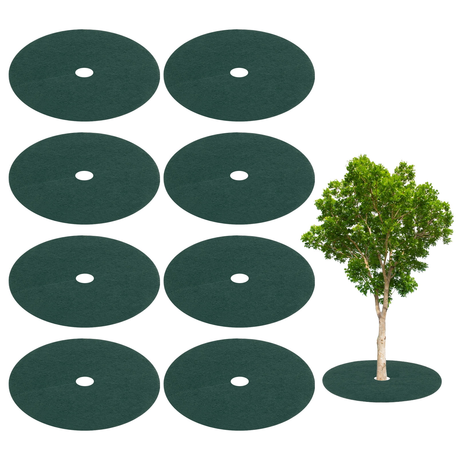 Uxcell 8 Pack Non Woven Tree Cover Rings,16.5 Inch Weed Fabric Cover ...