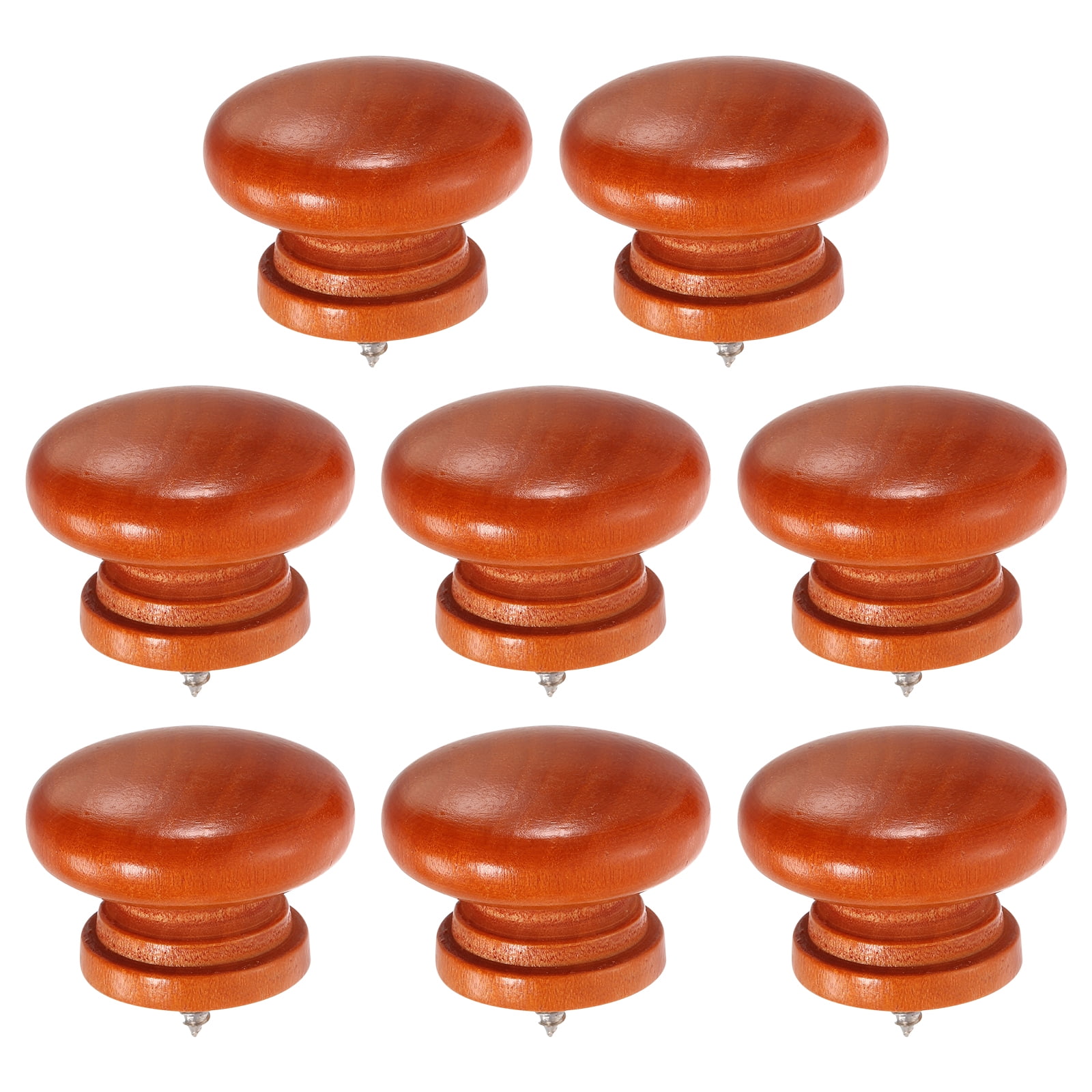 Uxcell 8 Pack Round Wood Drawer Knob, 1.54" x 1.1" Self-Tapping Solid ...