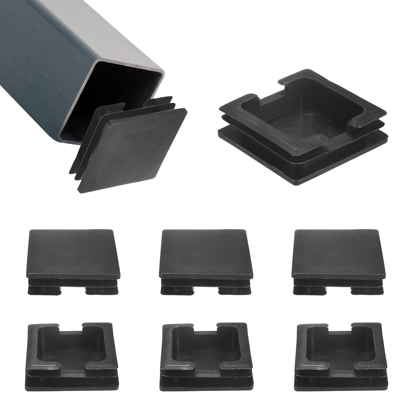 Uxcell 8-Pack Tubing End Caps, 3 x 3 Inch Plastic Square Hole Plugs ...