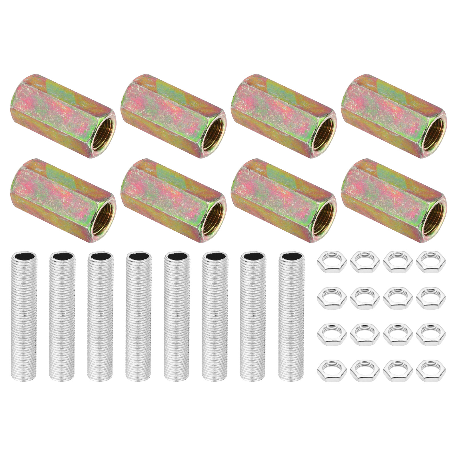 Uxcell 8 Pcs M10×30 Hexagon Closed Coupling Nut with Threaded Pipe and ...