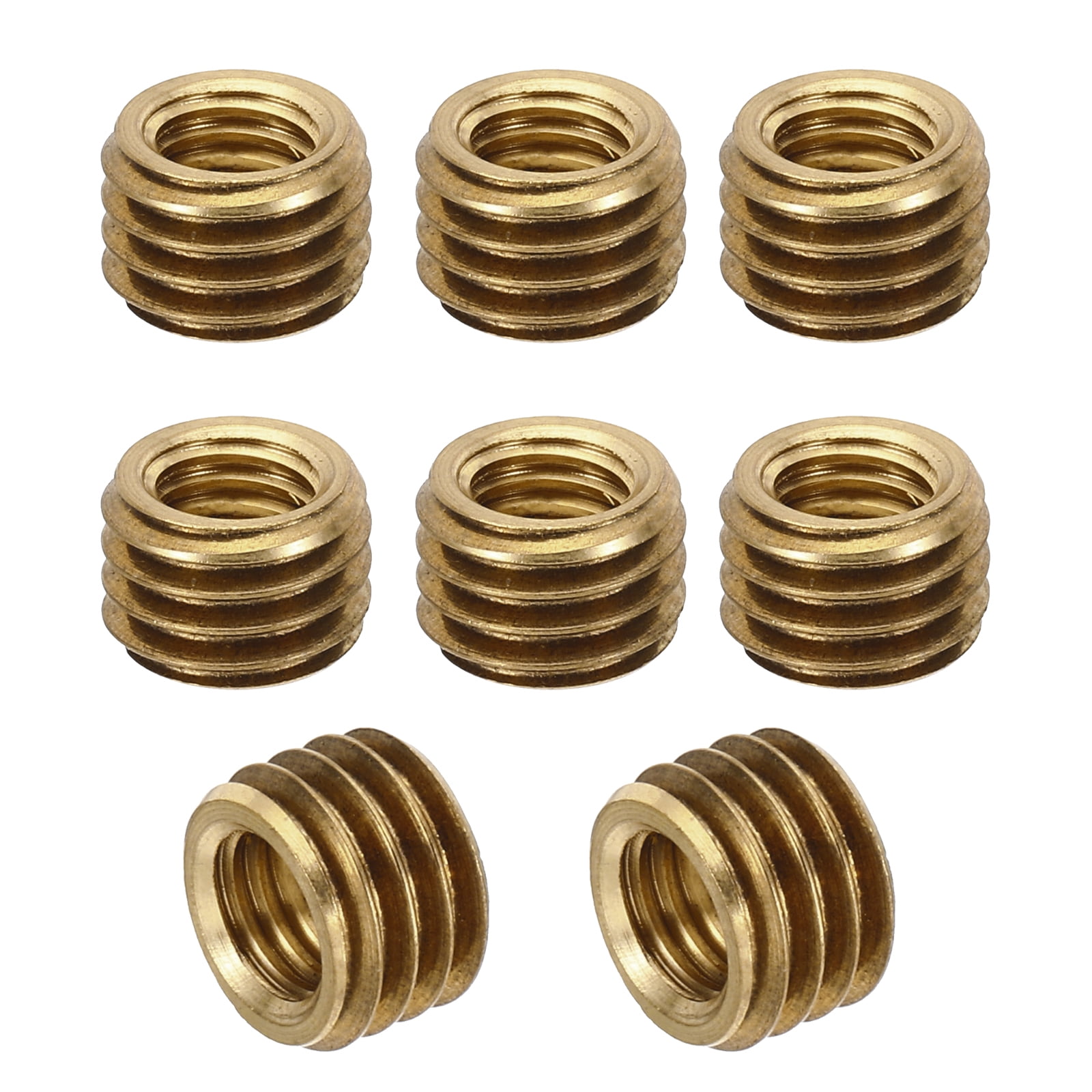 Uxcell 8 Pcs M12xM8x8mm Male to Female Brass Threaded Repair Insert Nut ...