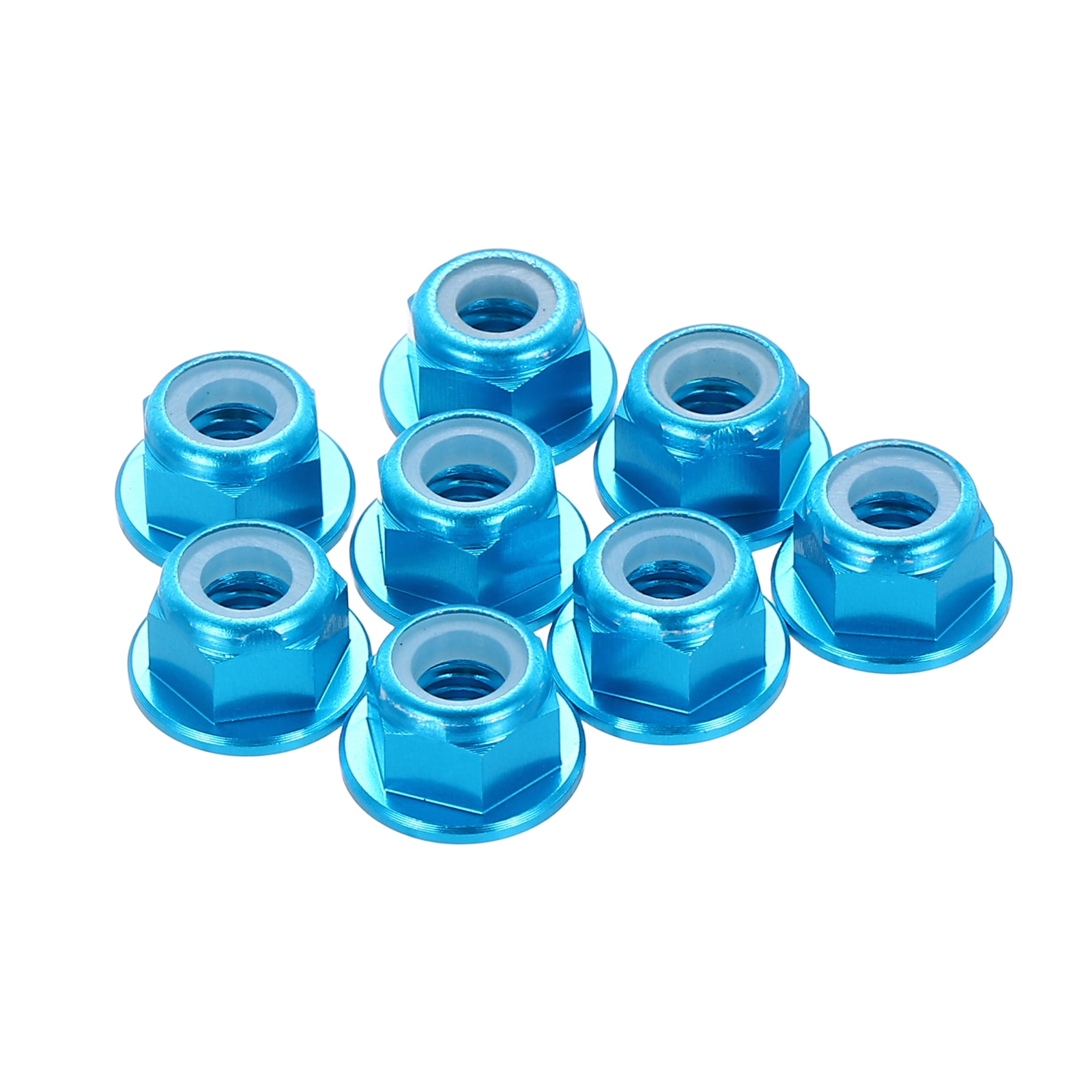 Uxcell 8 Pcs M4 Pitch 0.7mm Aluminum Alloy Lock Nuts Flanged Hex Nuts ...