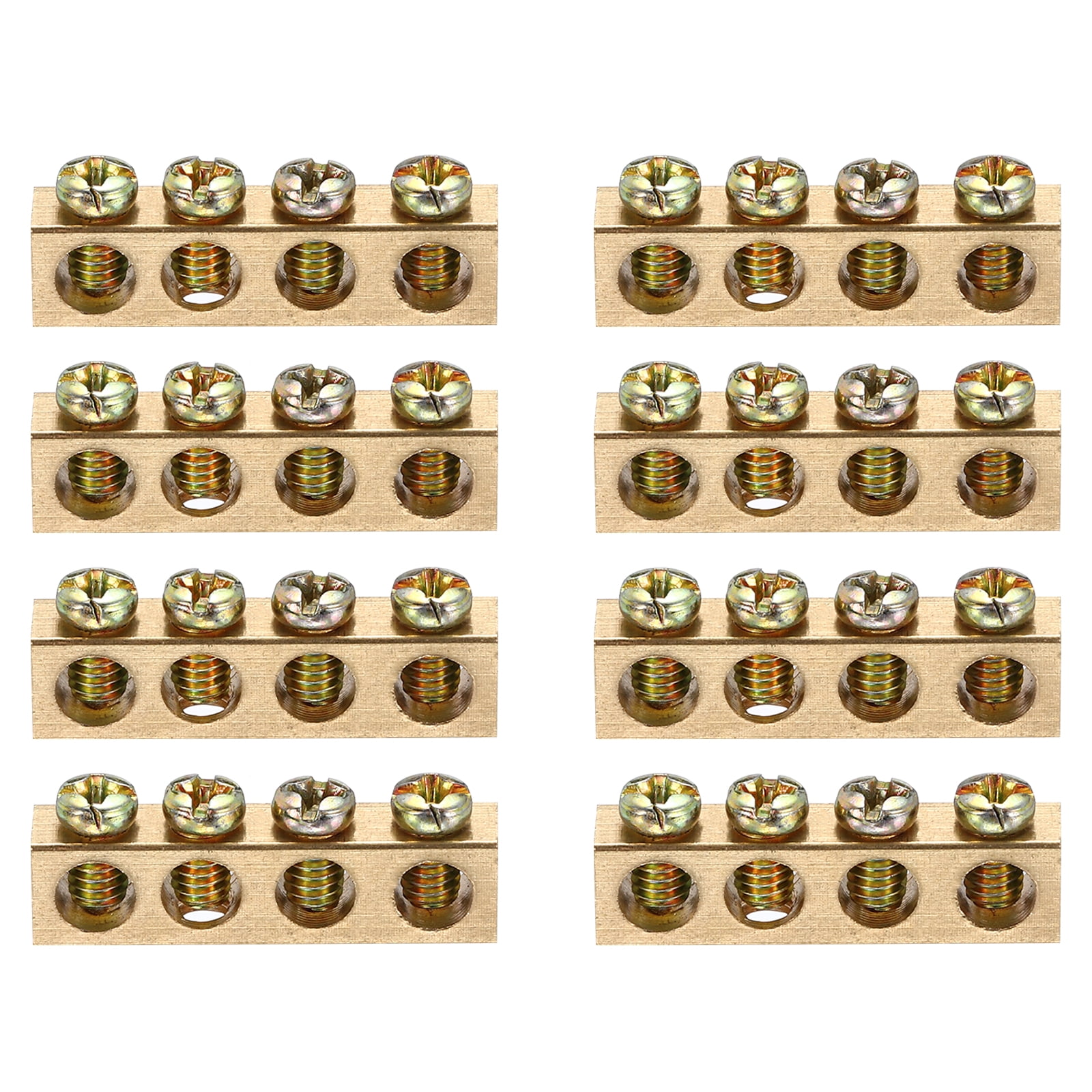 Uxcell 8 Pcs Terminal Ground Bar, 4 Positions Screw Brass Terminal ...