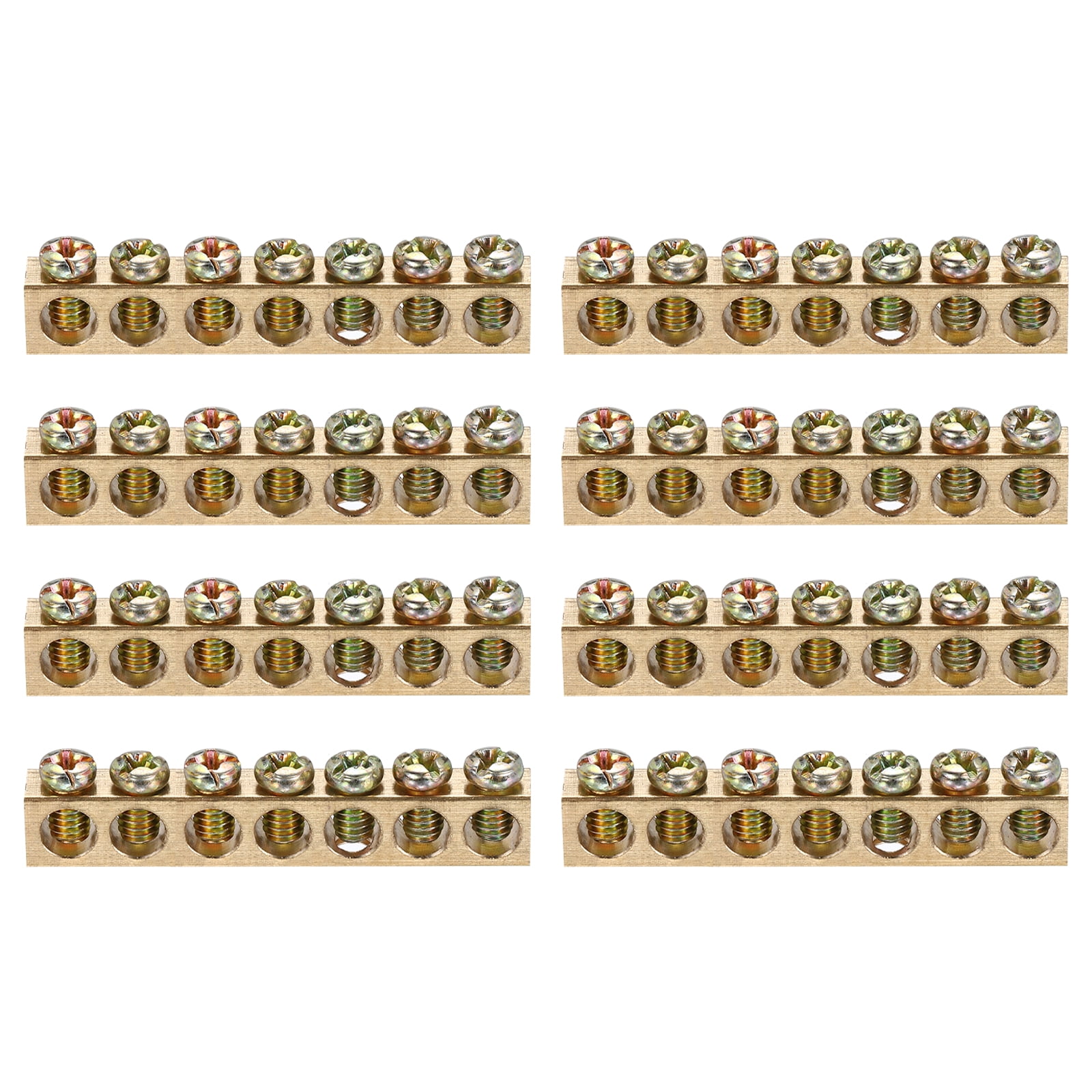 Uxcell 8 Pcs Terminal Ground Bar, 7 Positions Screw Brass Terminal ...