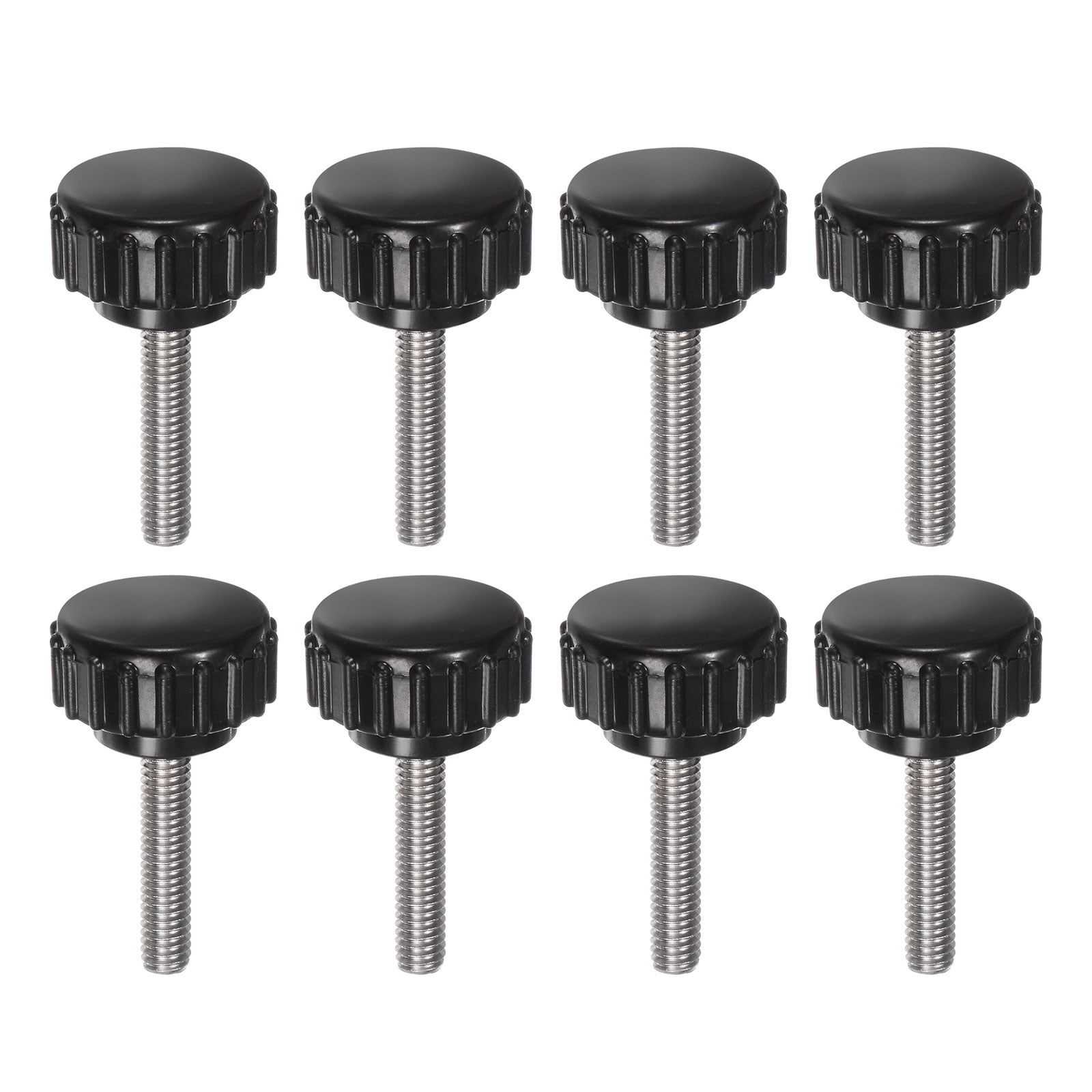 Uxcell 8 Pieces Knurled Clamping Knobs M4 x 20mm 304 Stainless Steel Threaded Stud 18mm Round ...