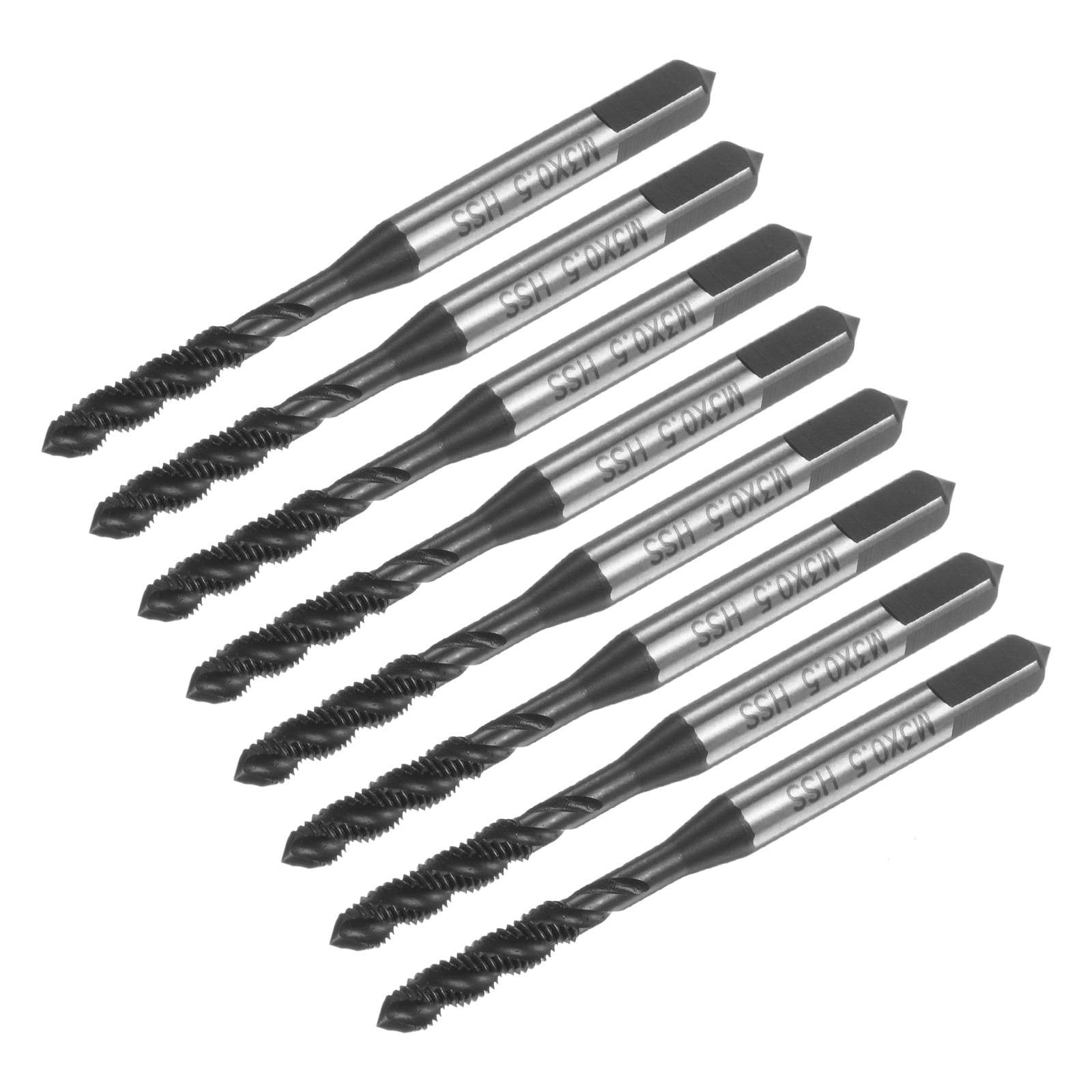 Uxcell 8 Pieces Metric Spiral Flute Thread Taps M3 x 0.5 H2 Nitride Coated Screw Threading Tap ...