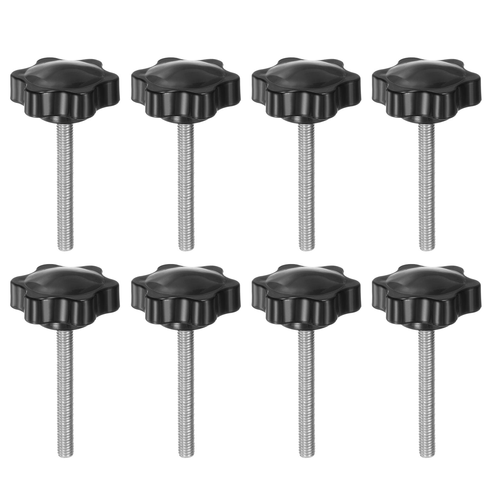Uxcell 8 Pieces Star Knobs M6 x 55mm 304 Stainless Steel Threaded Stud 38mm 6-Star Head Clamping ...