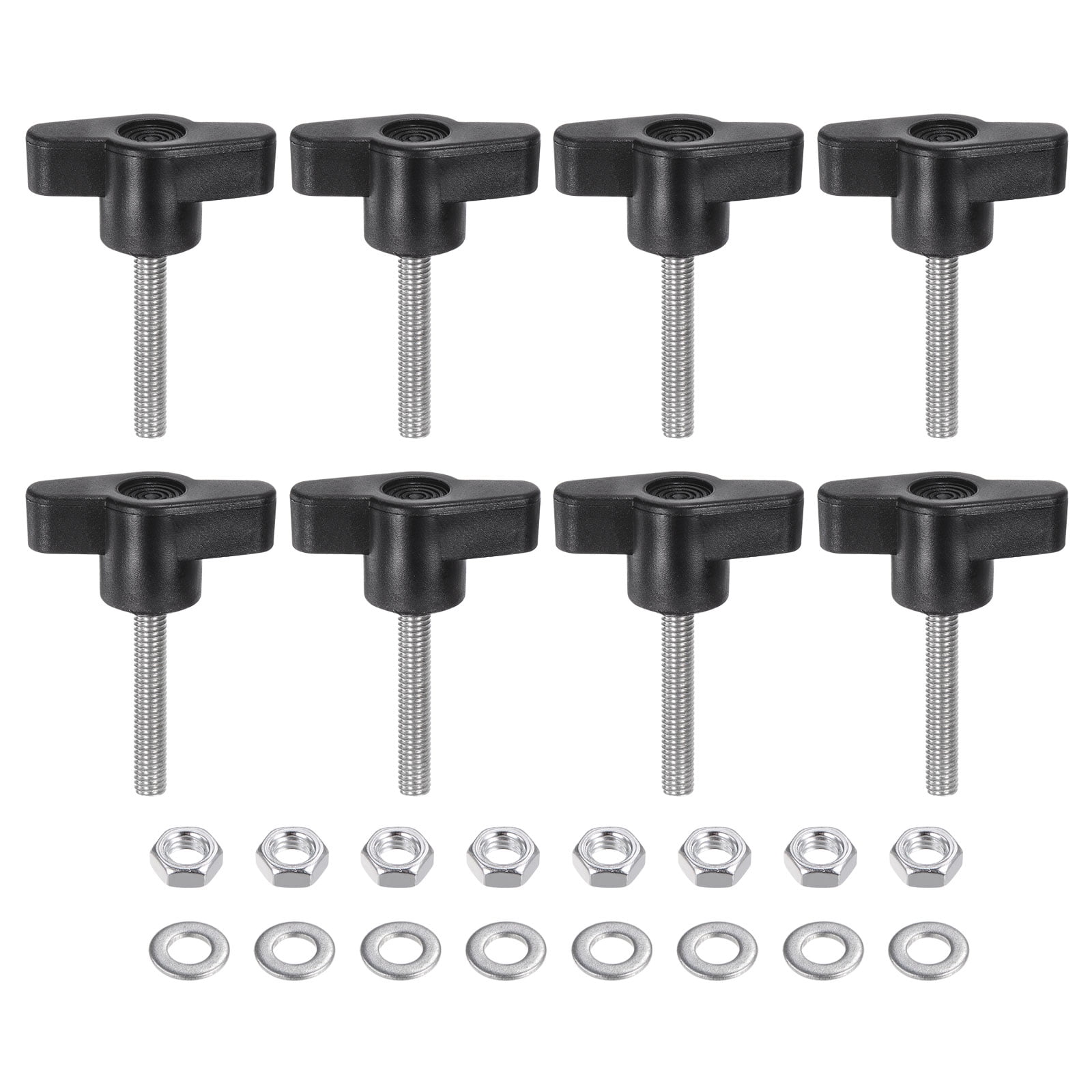 Uxcell 8 Pieces Tee Wing Knobs M5 x 30mm 304 Stainless Steel Threaded ...