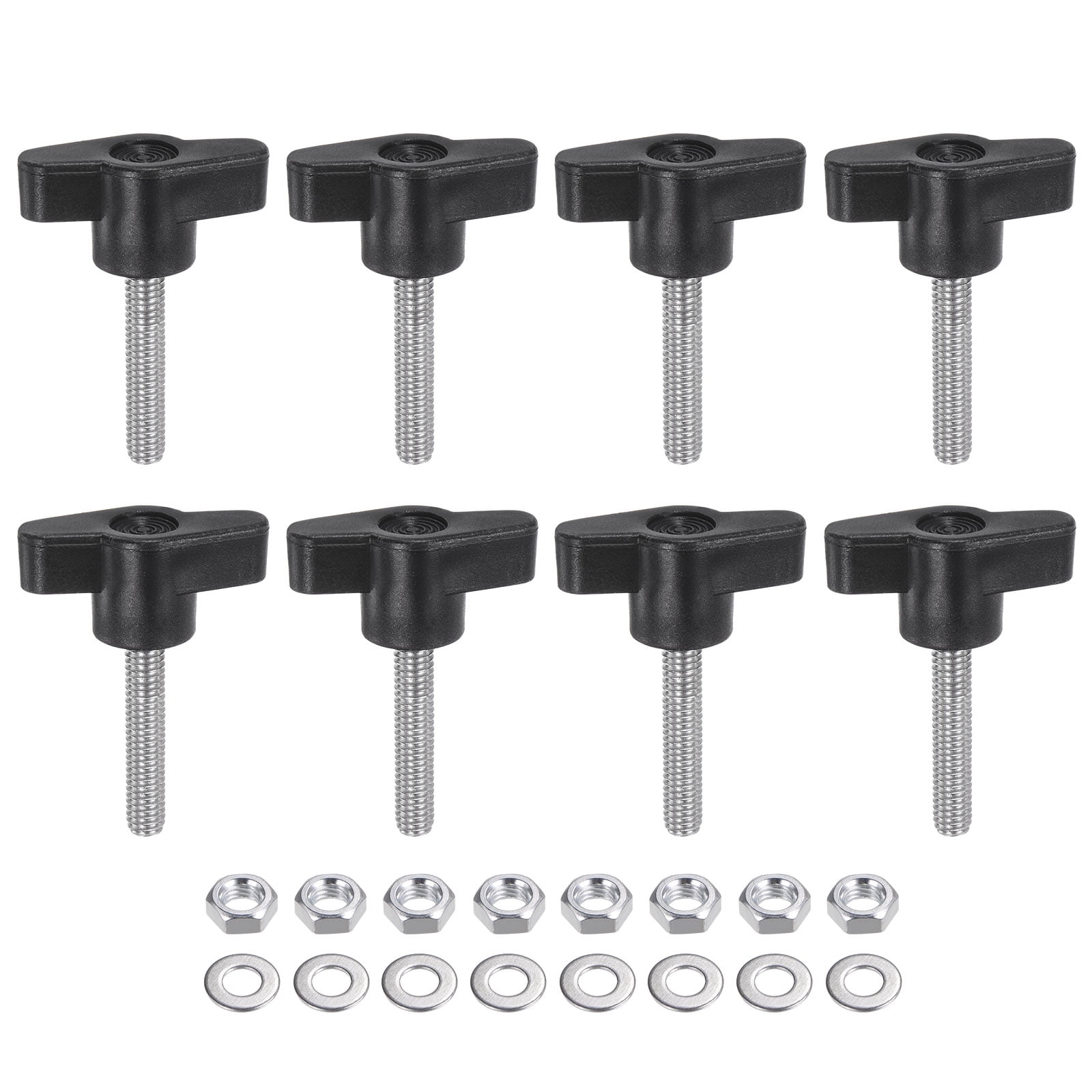 Uxcell 8 Pieces Tee Wing Knobs M6 x 31mm 304 Stainless Steel Threaded Stud 36mm Z/T Head Thumb ...