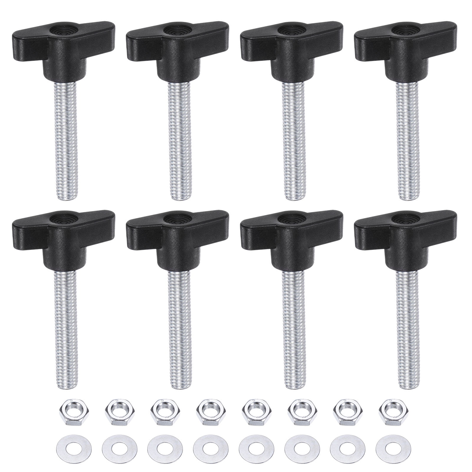 Uxcell 8 Pieces Tee Wing Knobs M8 x 50mm Thread 36mm Z/T Head Thumb Screws Hand Clamping Stud ...
