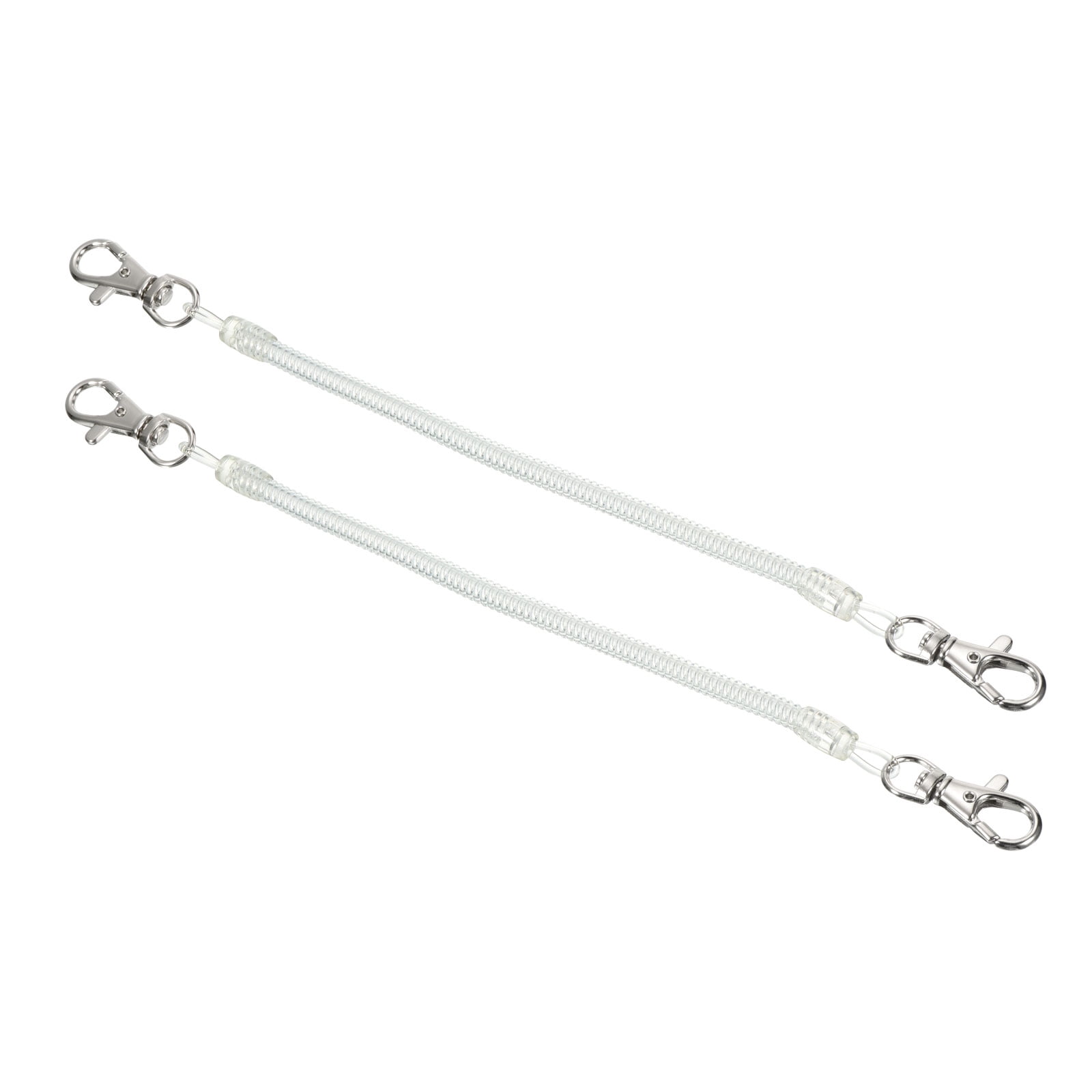 Uxcell 8" Plastic Retractable Coil Spiral Spring Keychain Lobster Clasp ...