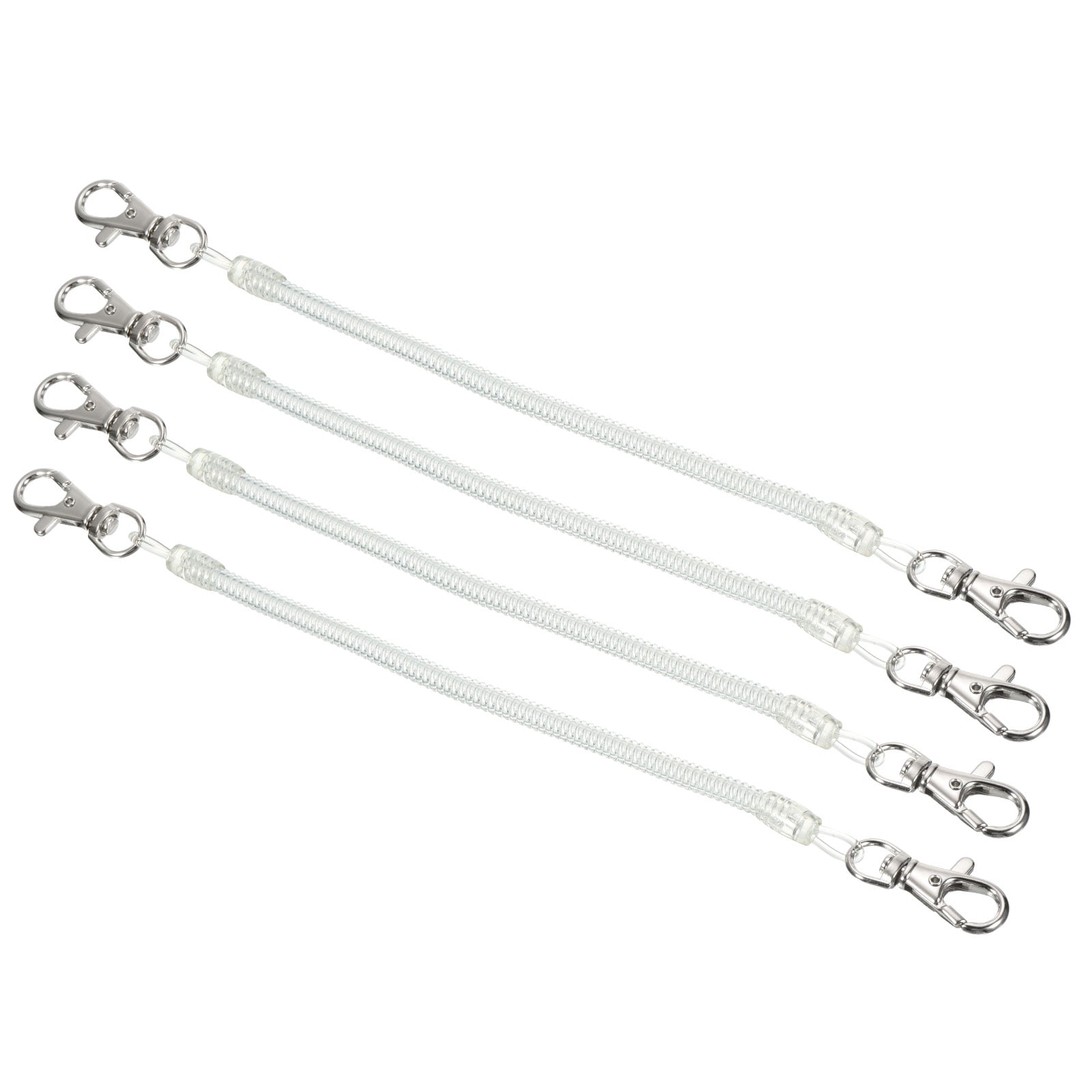 Uxcell 8" Plastic Retractable Coil Spiral Spring Keychain Lobster Clasp ...