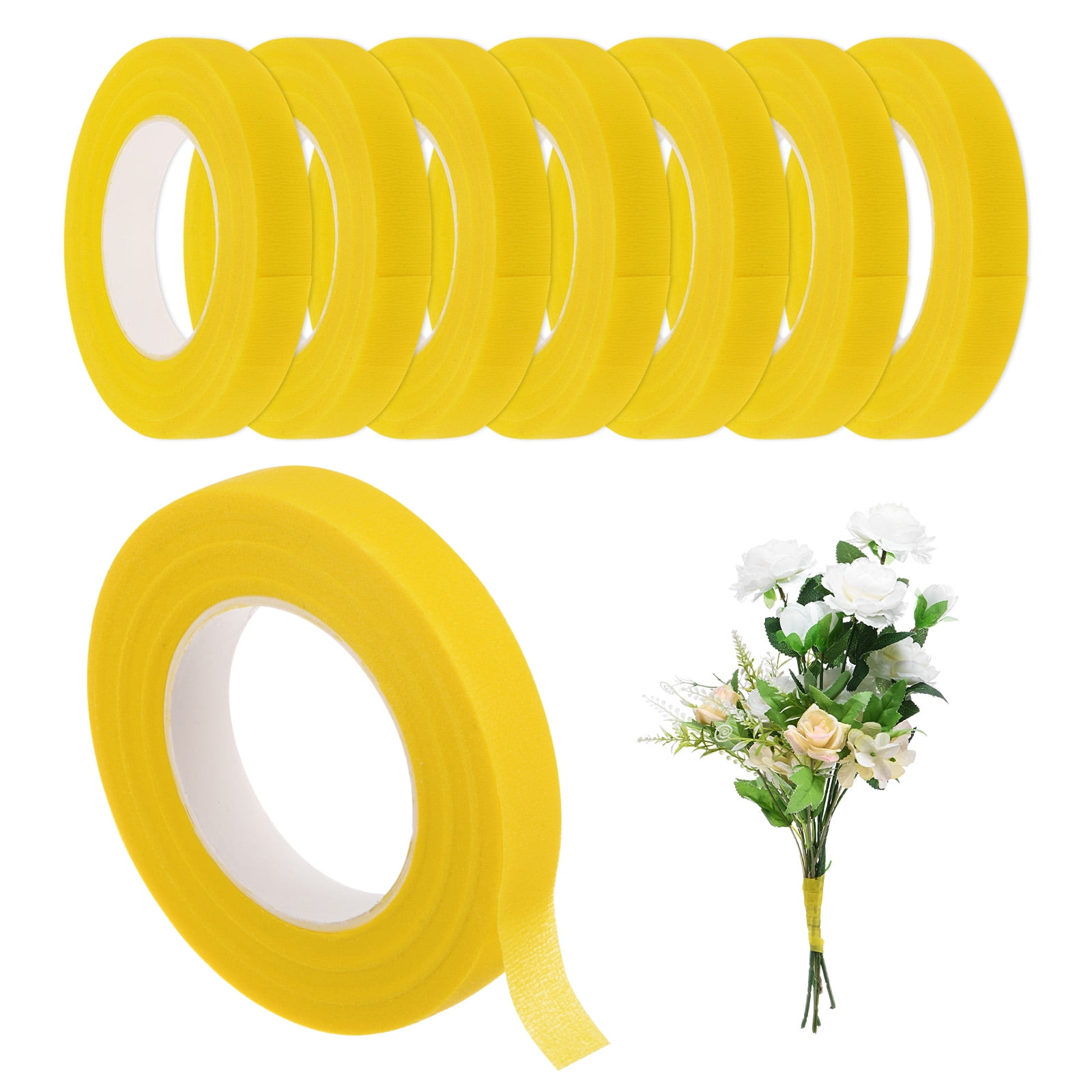 Uxcell 8-Rolls Floral Tapes 1/2 Inch 30 Yards Yellow Floral Craft Tape ...