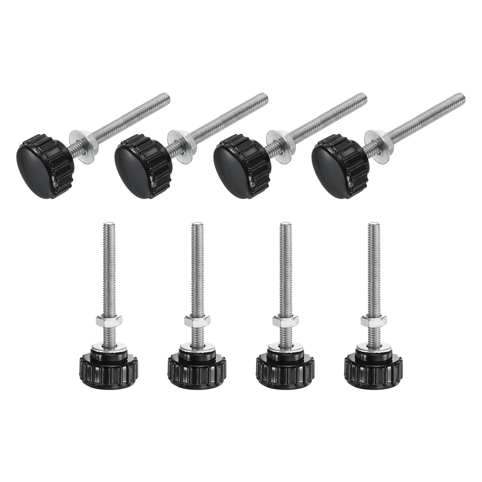 Uxcell 8 Sets Knurled Knobs Thumb Screws with Nuts Washers, Metric M4 x 40mm Thread 18mm Plastic ...