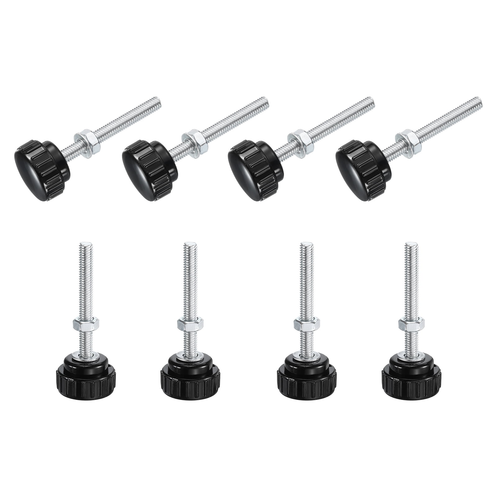 Uxcell 8 Sets Knurled Knobs Thumb Screws with Nuts Washers, Metric M6 x 50mm Zinc Plated Carbon ...