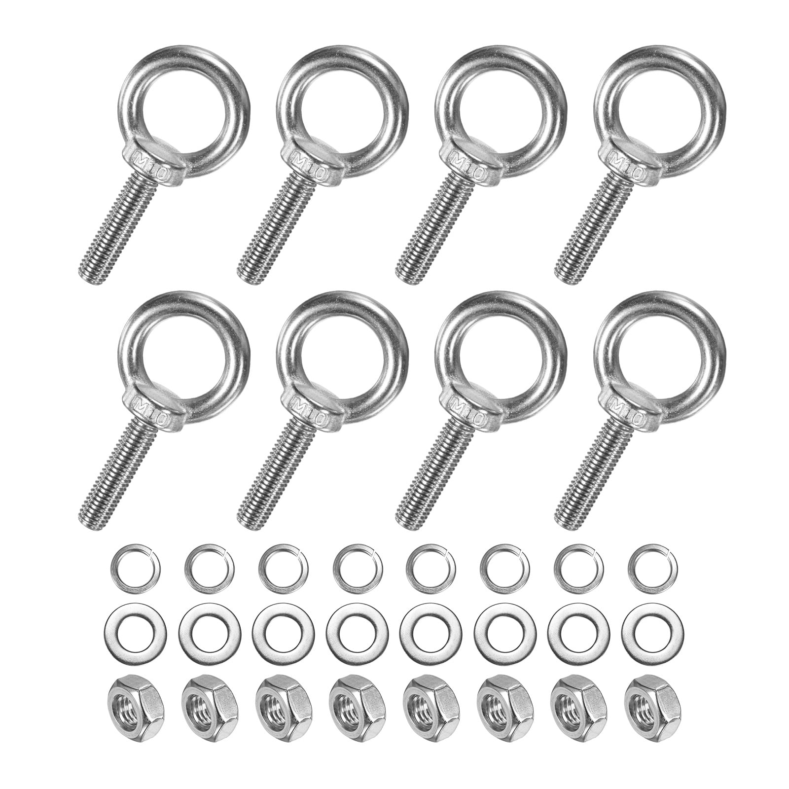 Uxcell 8-Sets Stainless Eyebolt M10x40mm Shoulder Lifting Eye Bolt with ...