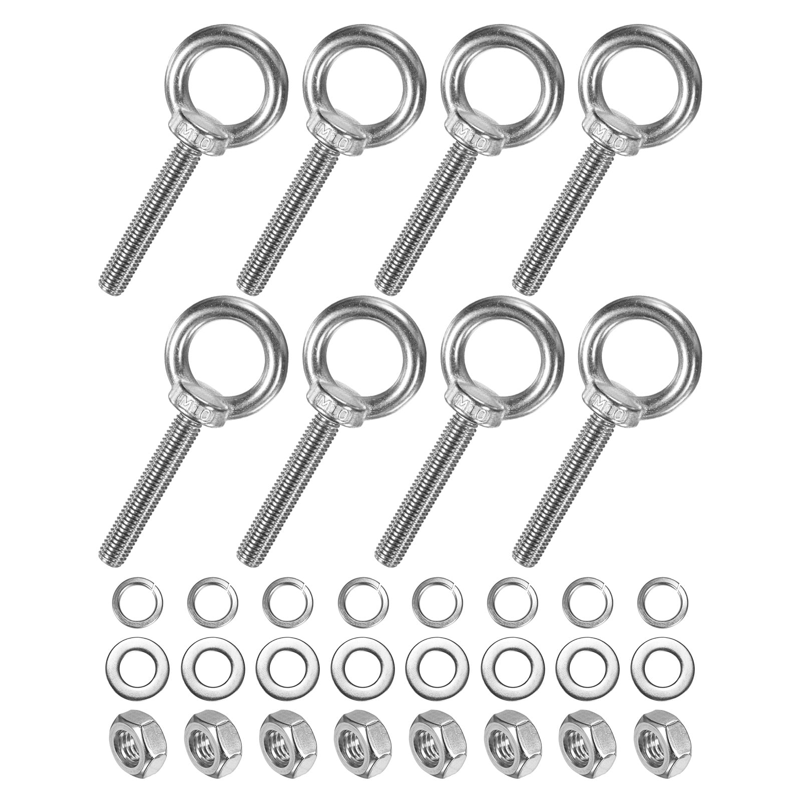 Uxcell 8-Sets Stainless Eyebolt M10x60mm Shoulder Lifting Eye Bolt with ...