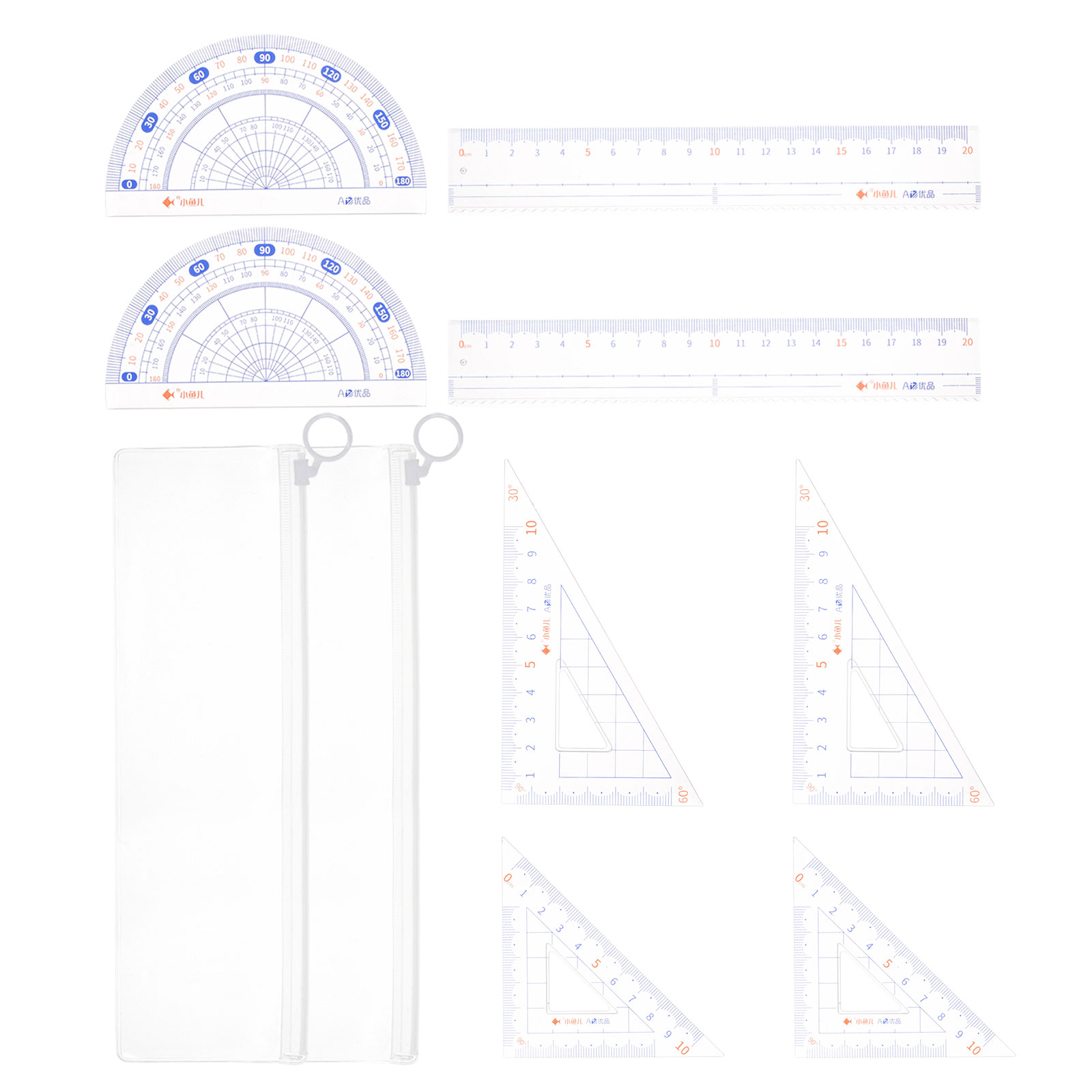 Uxcell 8 in 1 Ruler Set 20cm Straight Ruler Protractor Triangle ...