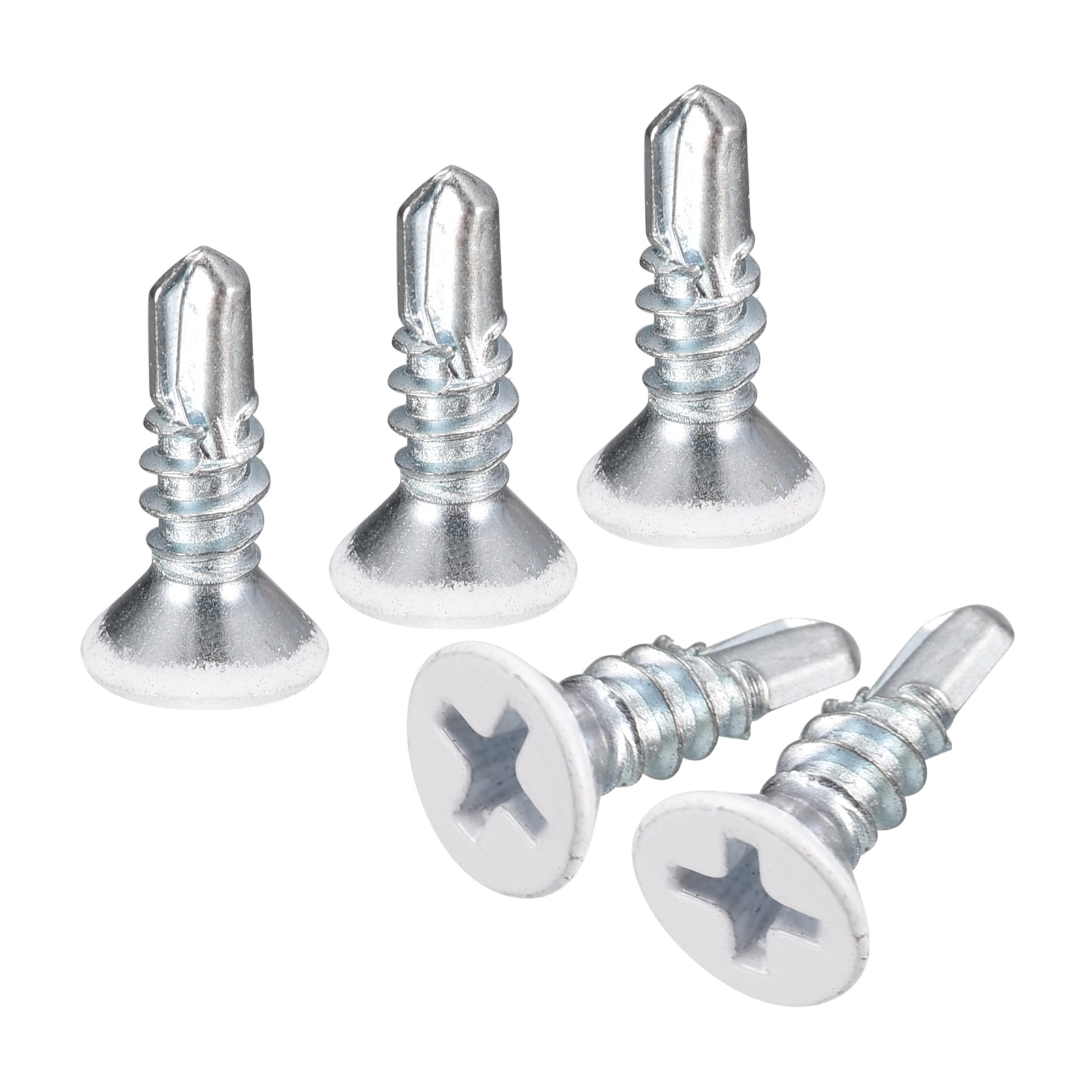 Uxcell #8 x 1/2" White Screws Self Drilling Screws, 100 Pack Flat Head ...
