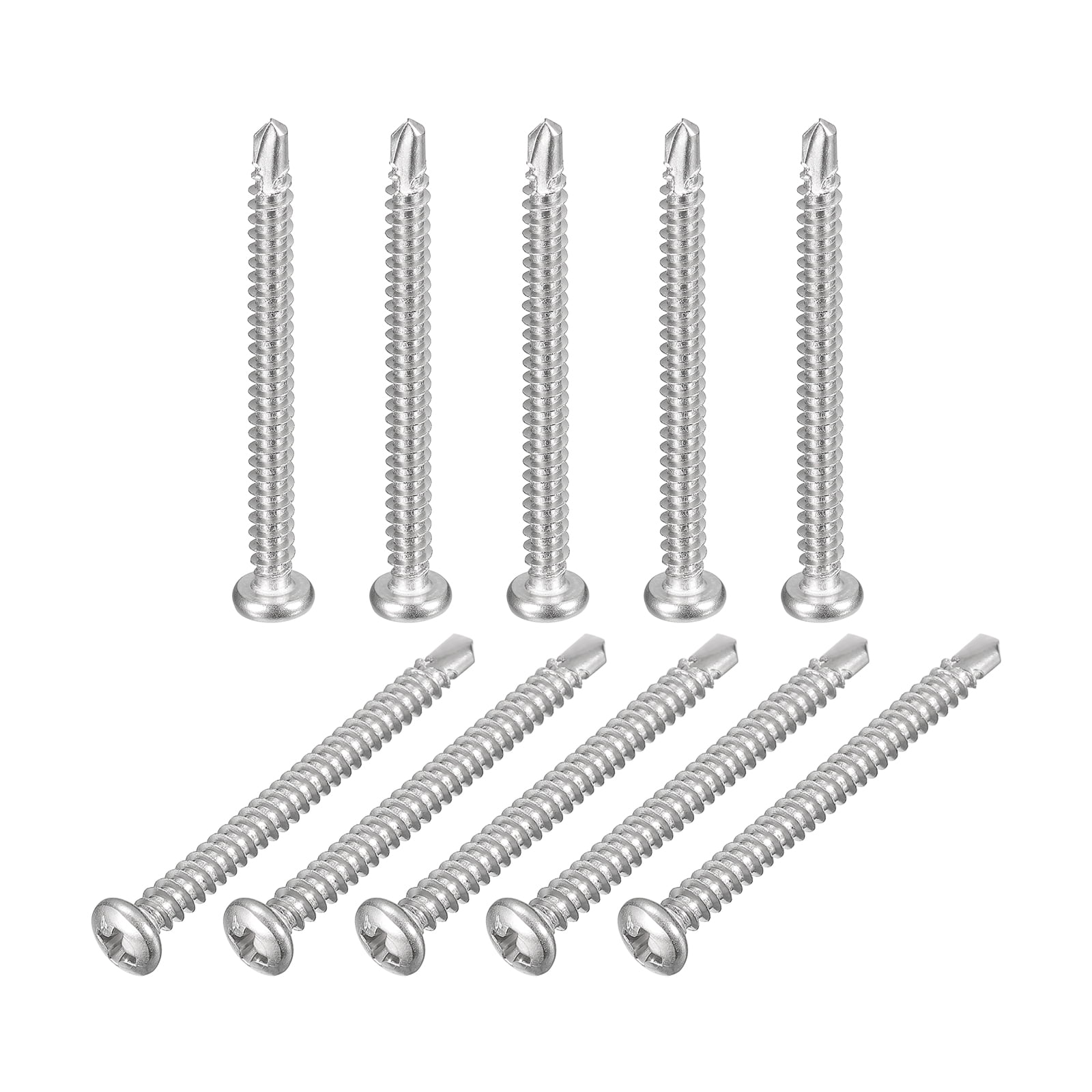 Uxcell #8 x 1-3/4" Self Drilling Screws, 50 Pack Phillips Pan Head Self Tapping Screws - Walmart.com