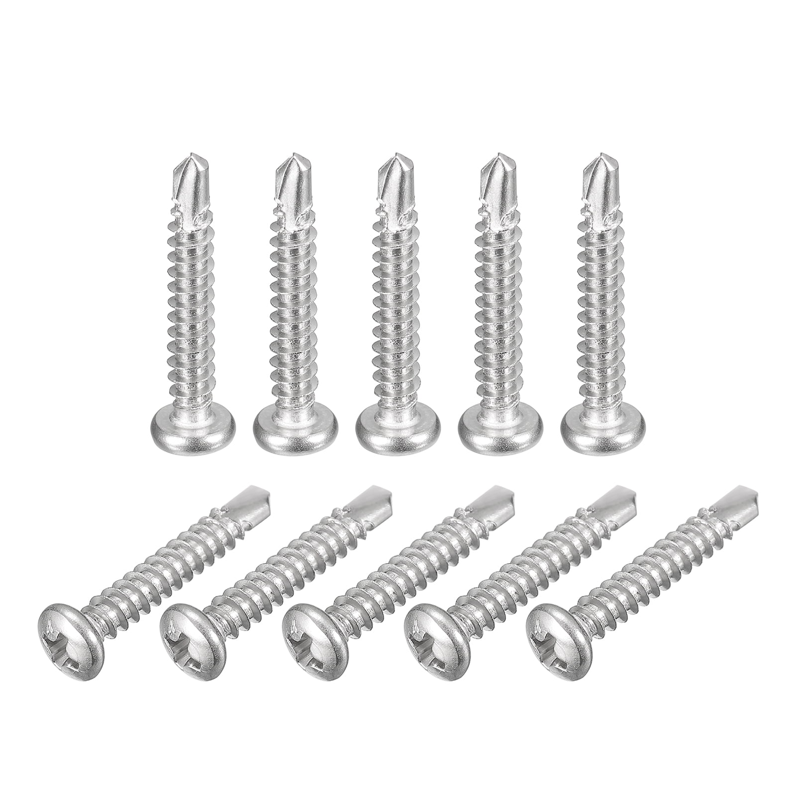 Uxcell #8 x 1" Self Drilling Screws, 100 Pack Phillips Pan Head Self ...