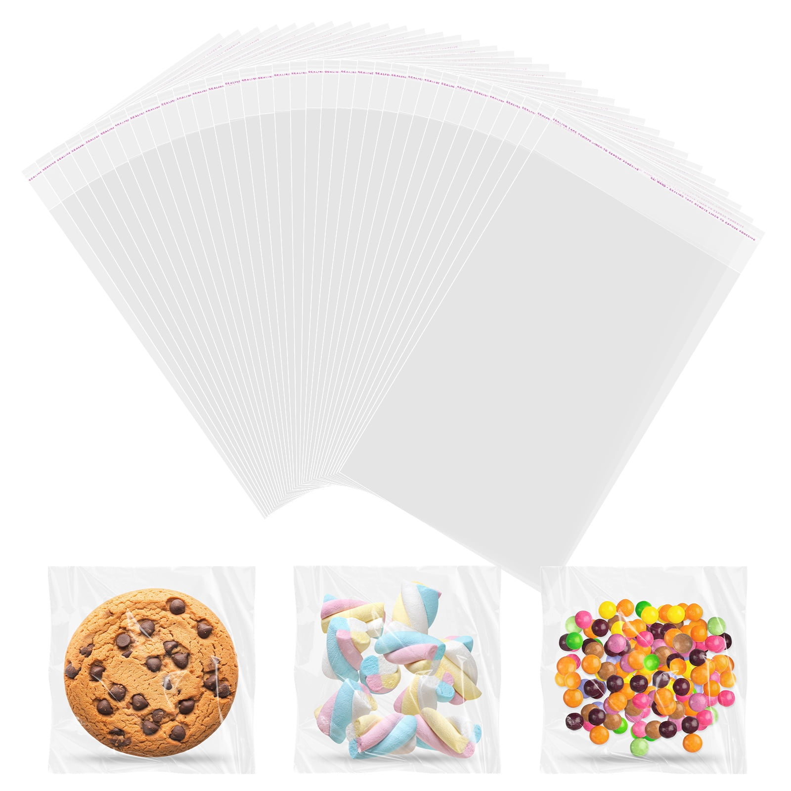 Uxcell 8" x 12" Clear Self Sealing Cookie Bags, 200 Pcs Resealable ...