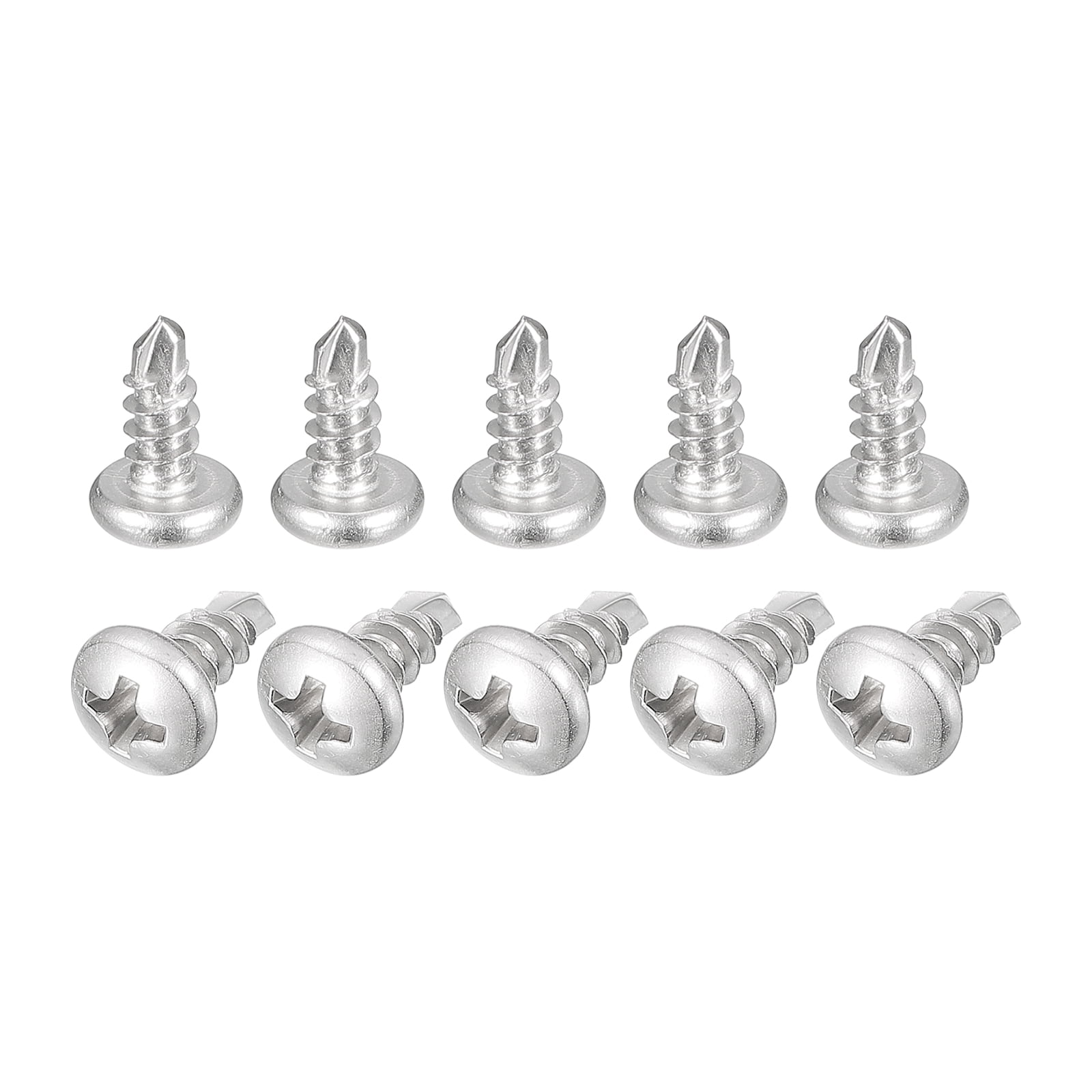 Uxcell #8 x 3/8" Self Drilling Screws, 50 Pack Phillips Pan Head Self Tapping Screws - Walmart.com