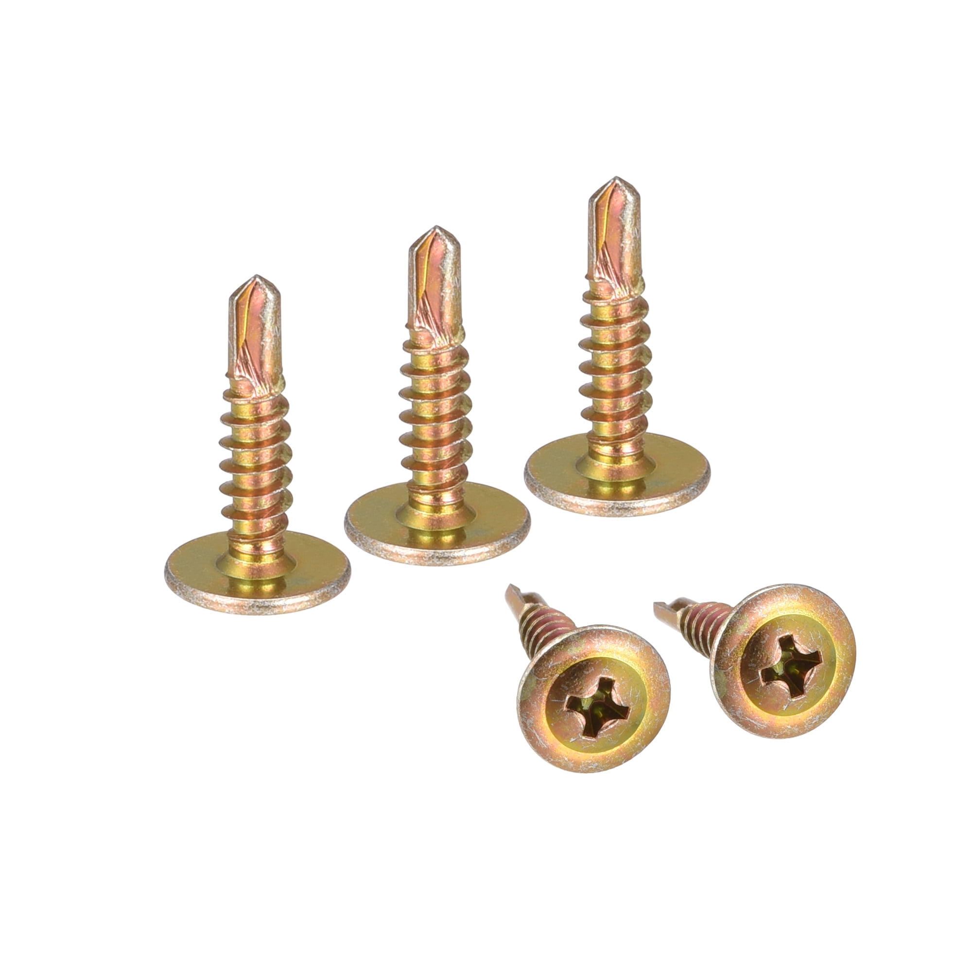 Uxcell #8 x 5/8" Carbon Steel Phillips Head Self Tapping Screws Gold ...