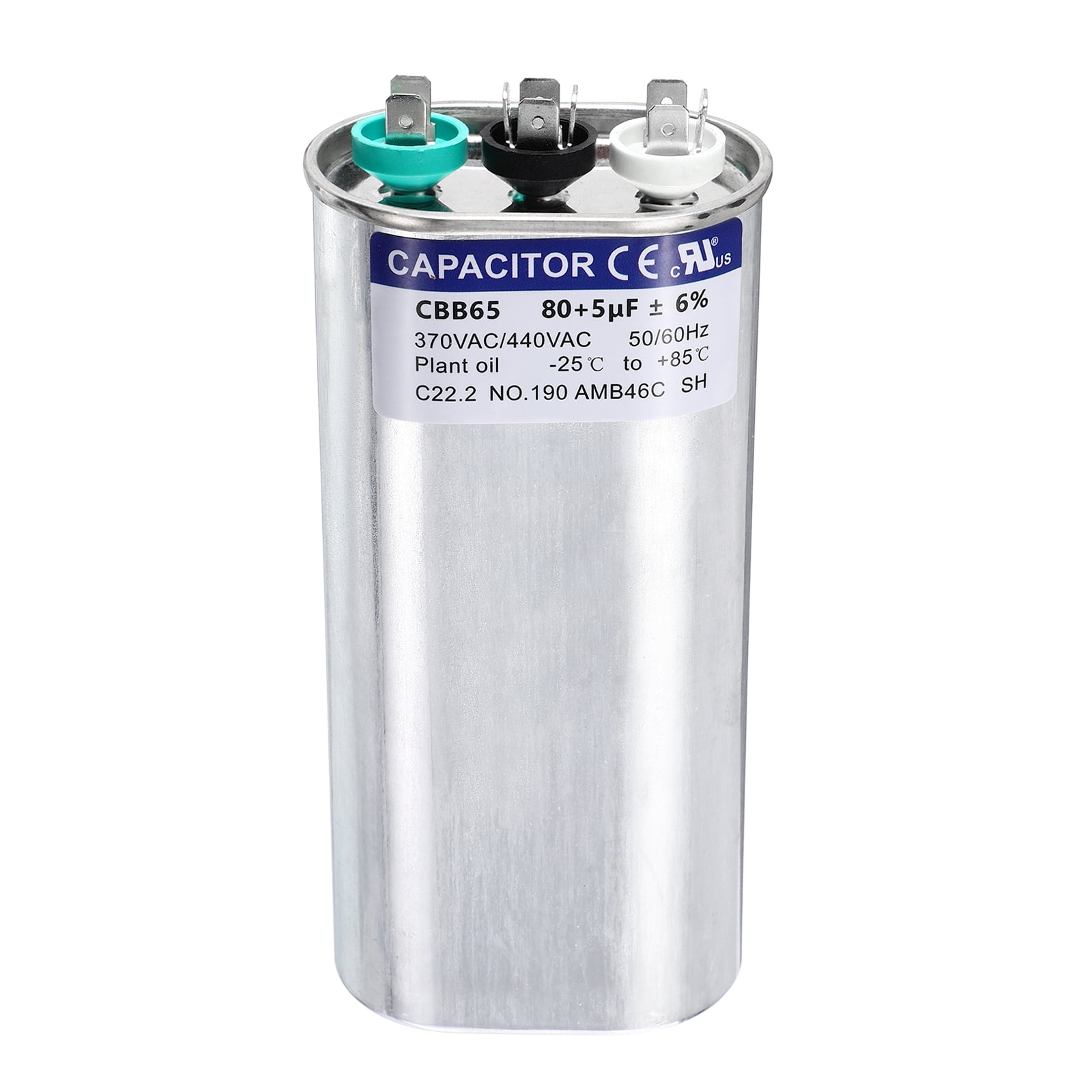 Uxcell 80+5MFD CBB65 Run Start Capacitor 80+5uF, 370/440V Oval AC Capacitor for AC Motor Run ...